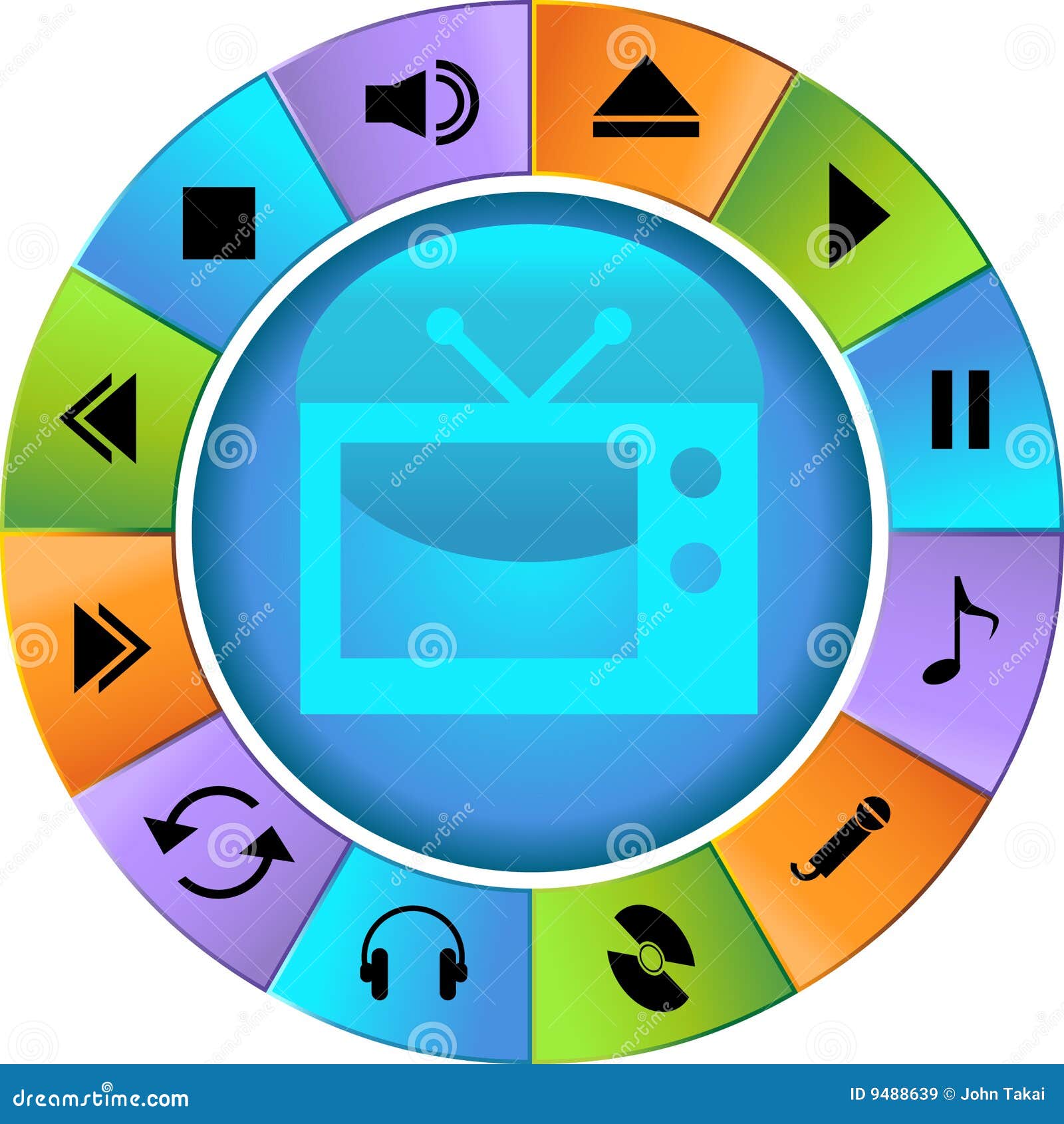 Multimedia Buttons - Wheel stock vector. Illustration of controls - 9488639