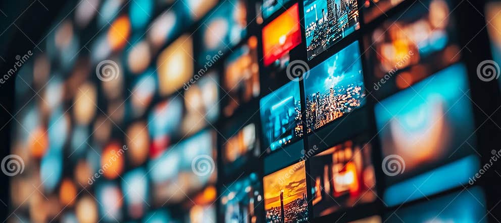 Multimedia Collage Streaming Content, TV Channels, and Video Technology ...