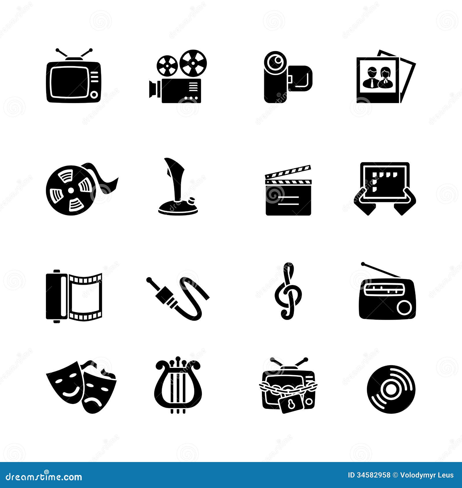Multimedia Computer Icon Set Stock Vector - Illustration of disc ...