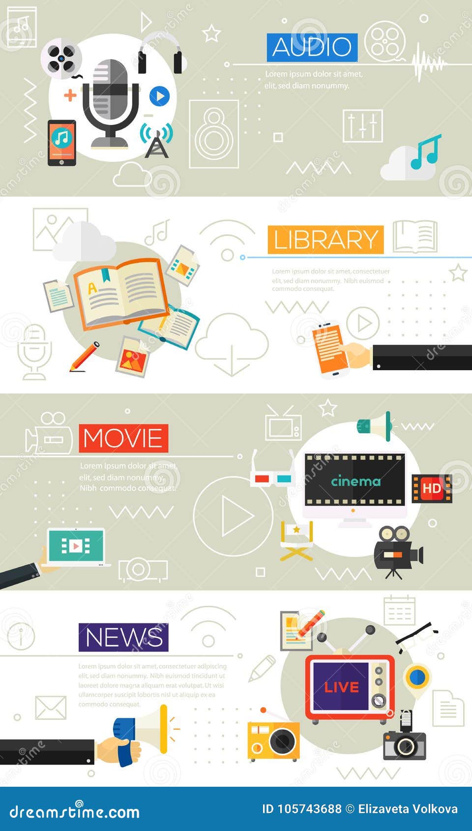 Multimedia Concept Collection Stock Vector - Illustration of ...