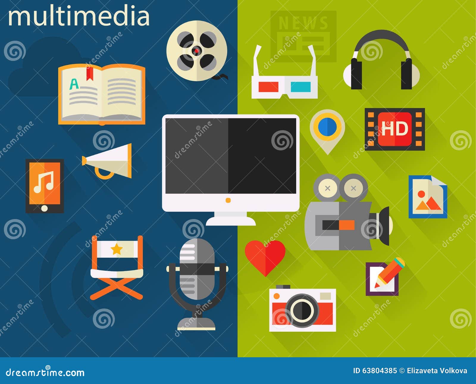 Multimedia concept stock vector. Illustration of headphone - 63804385