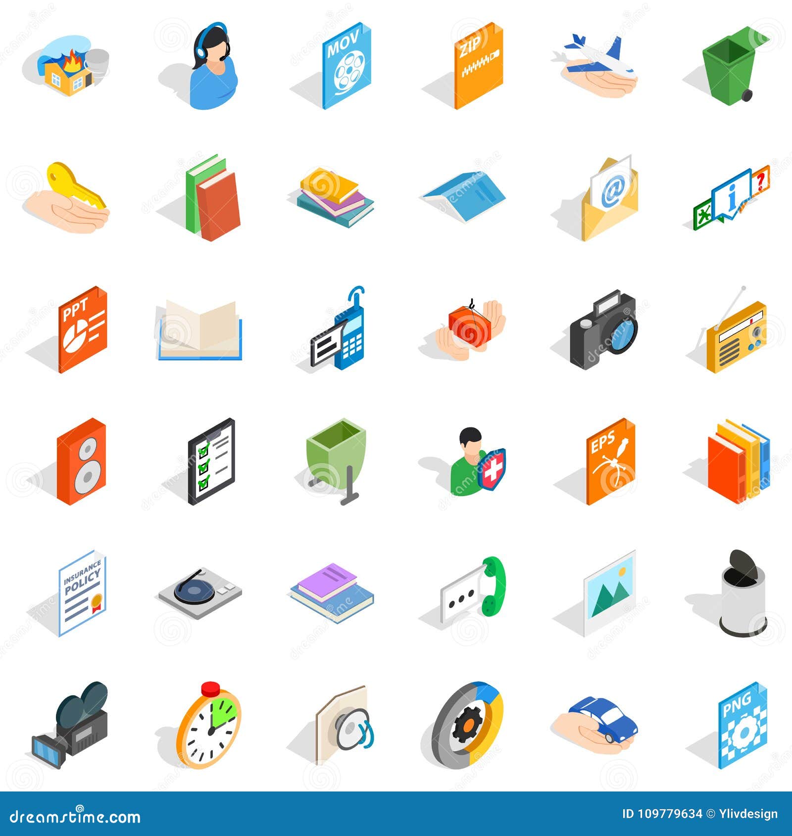 Multimedia Content Icons Set, Isometric Style Stock Vector ...