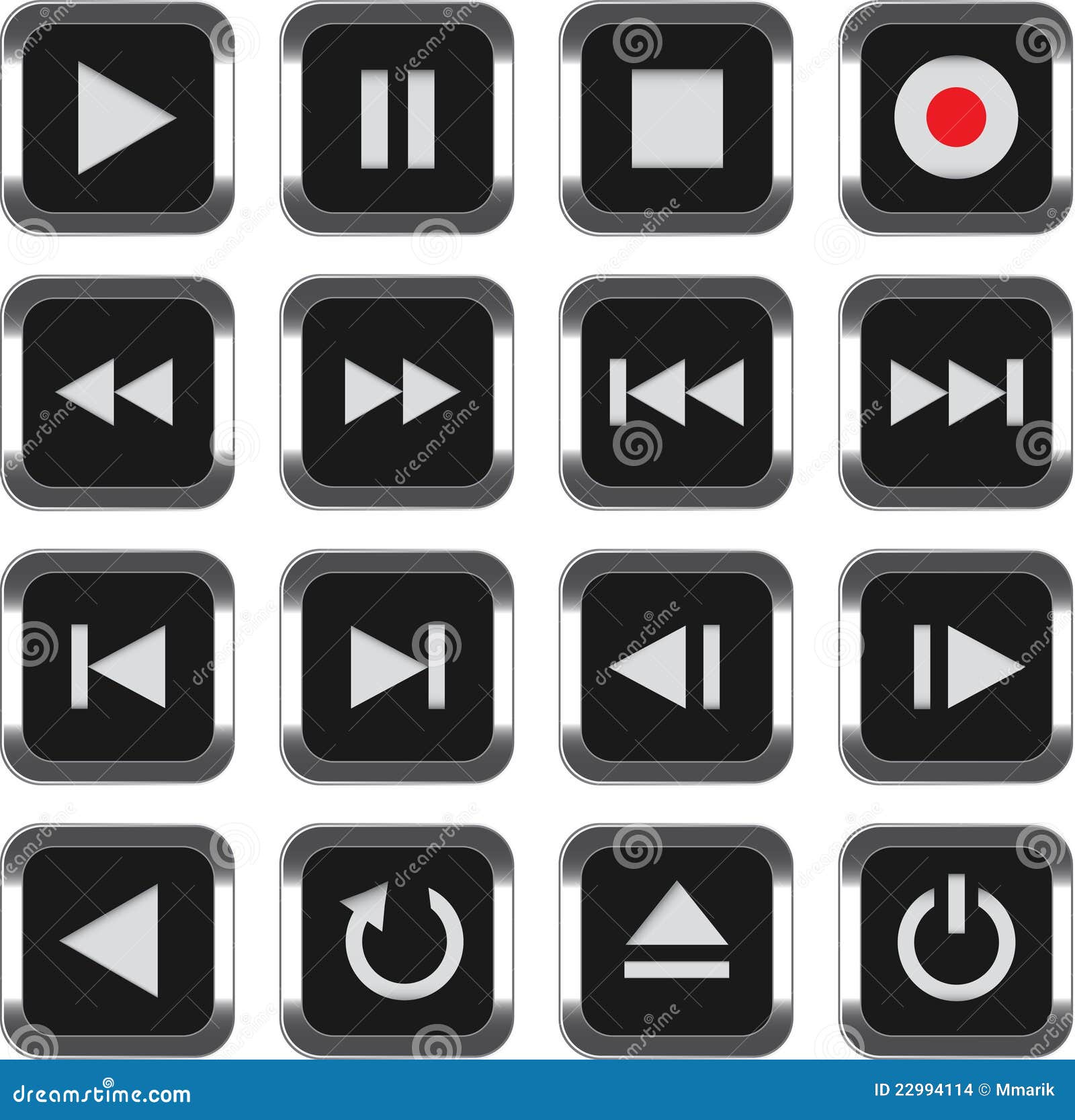 Multimedia Control Icon Set Stock Vector - Illustration of eject ...