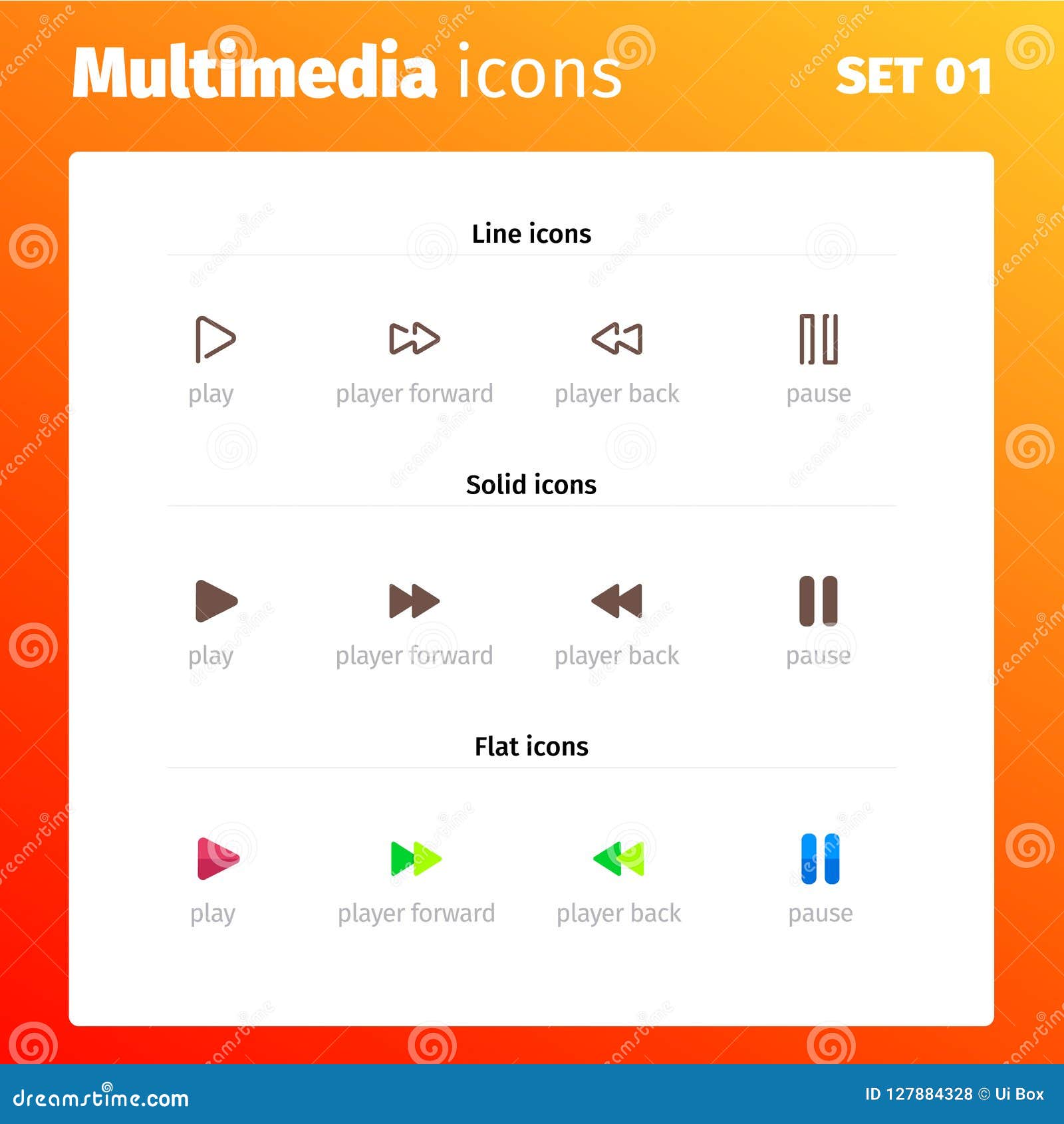 Multimedia Control Icons for Website and Applications Stock ...