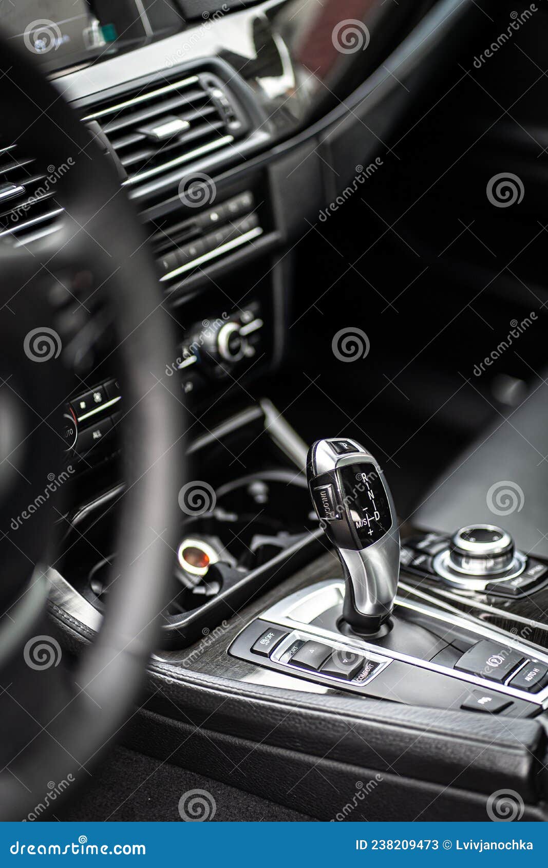 Multimedia Control Panel on the Steering Wheel of a Modern Car Stock ...