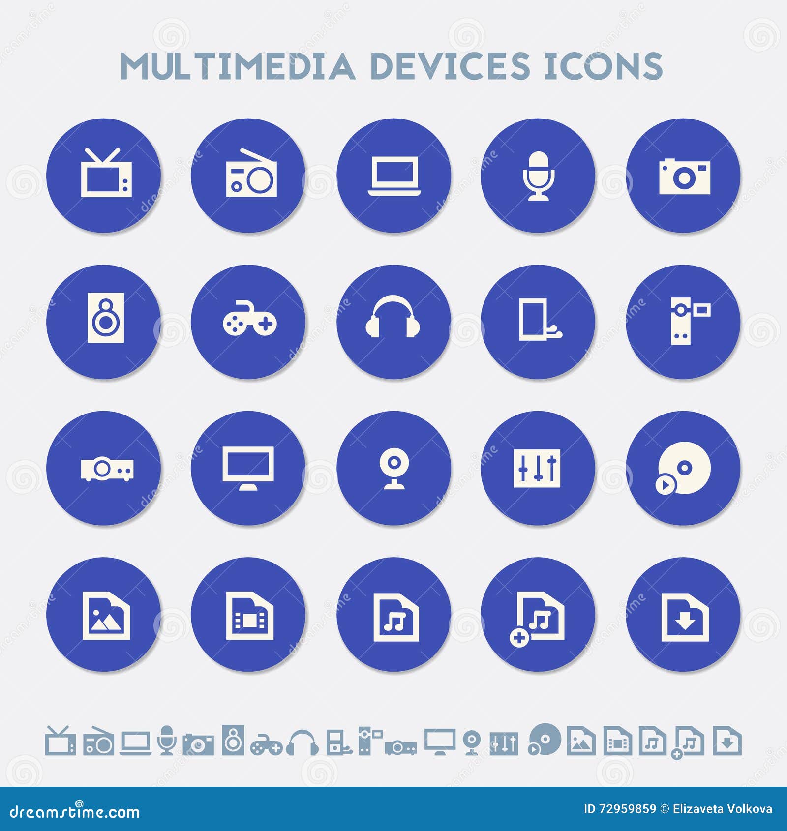 Multimedia Devices Icon Set. Material Circle Buttons Stock Vector ...