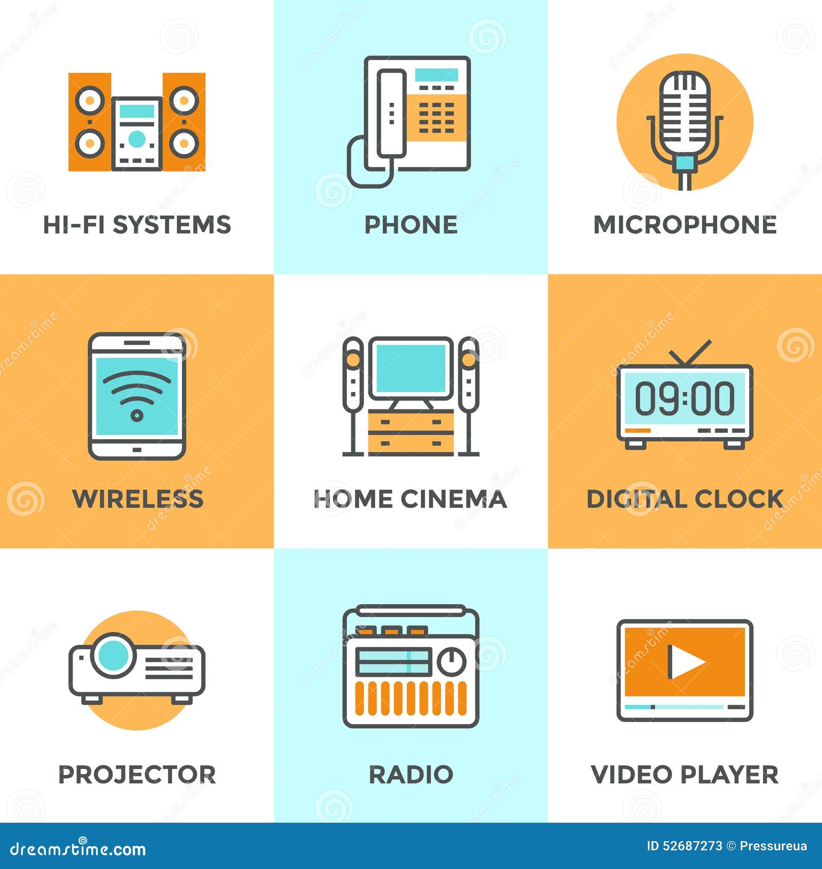 Multimedia Devices Line Icons Set Stock Vector - Illustration of home ... Multimedia Devices Line Icons Set Stock Vector - Illustration of home ...
