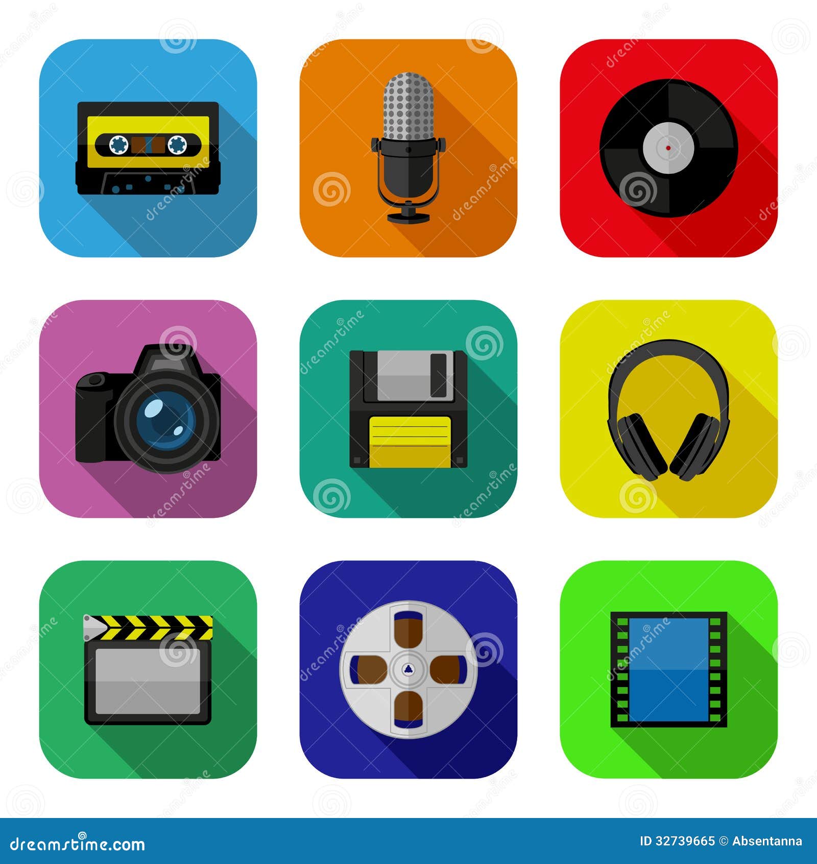Multimedia flat icons set stock vector. Illustration of diskette - 32739665 Multimedia flat icons set stock vector. Illustration of diskette - 32739665