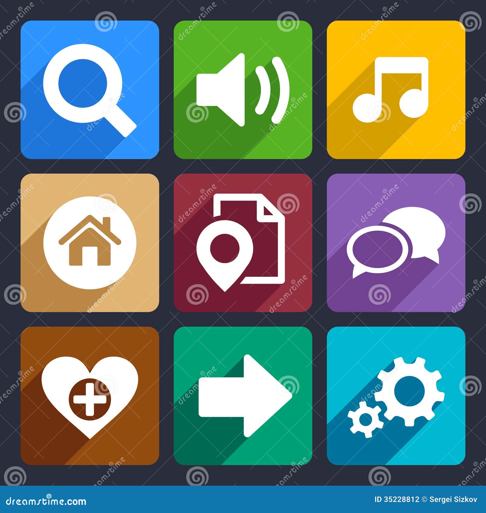 Multimedia Flat Icons Set 4 Stock Vector - Illustration of icons, play ...