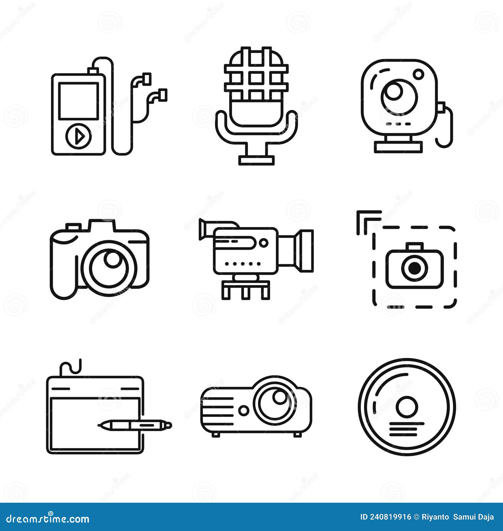 Multimedia Icon Black and White Illustration Stock Vector ...