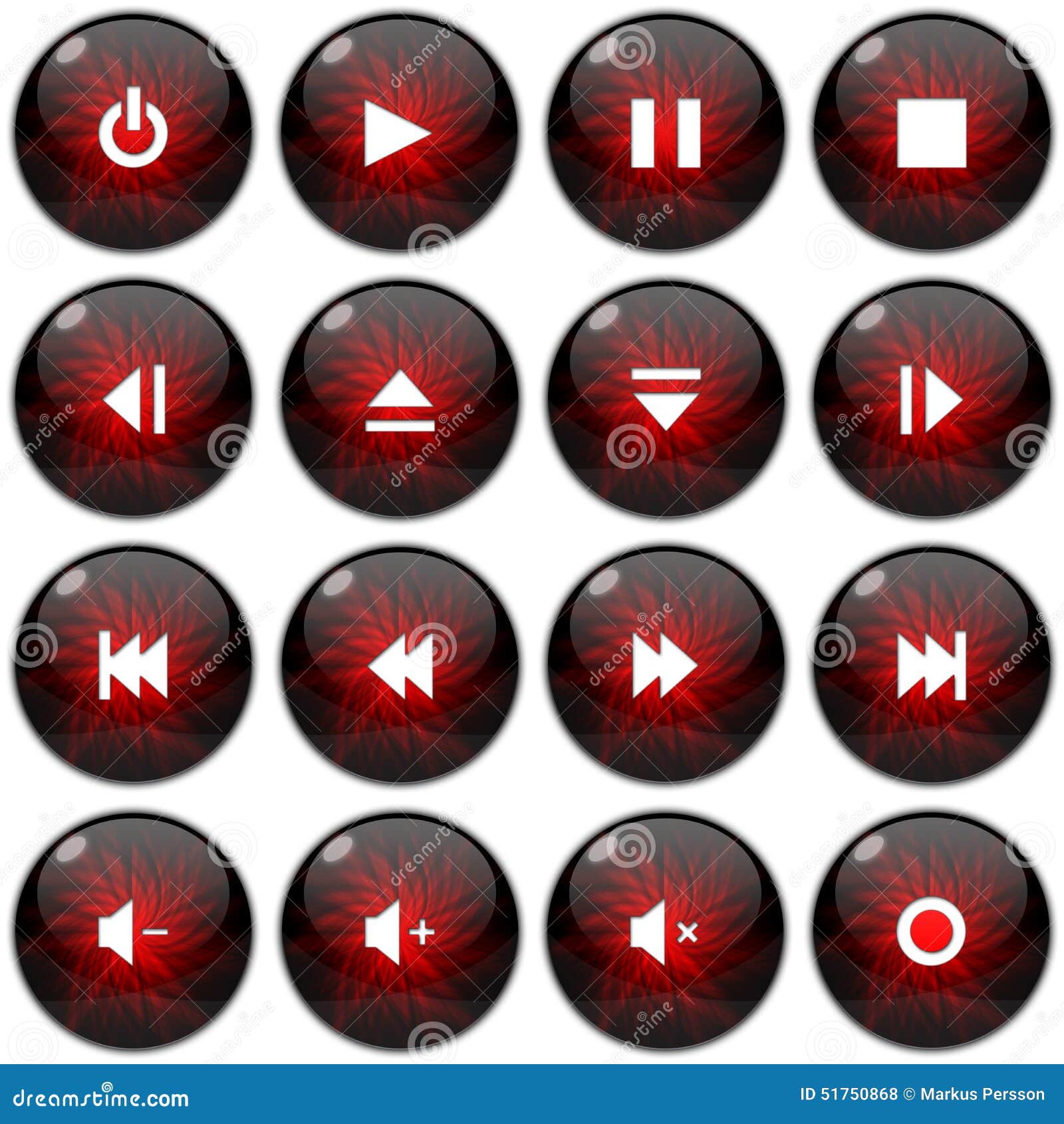 Multimedia icon/button set stock illustration. Illustration of player ...