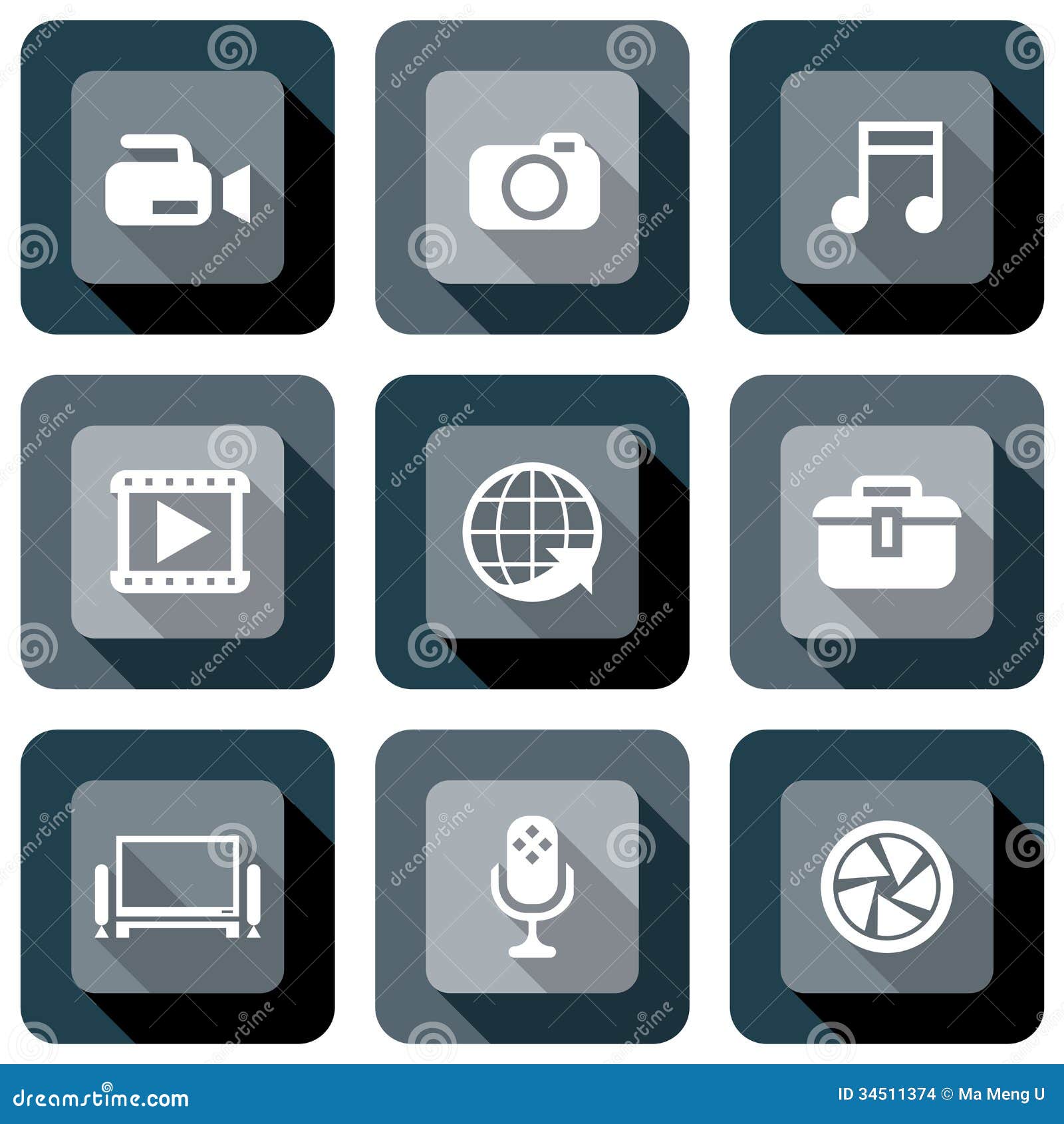 Multimedia icon design set stock vector. Illustration of toolbox - 34511374
