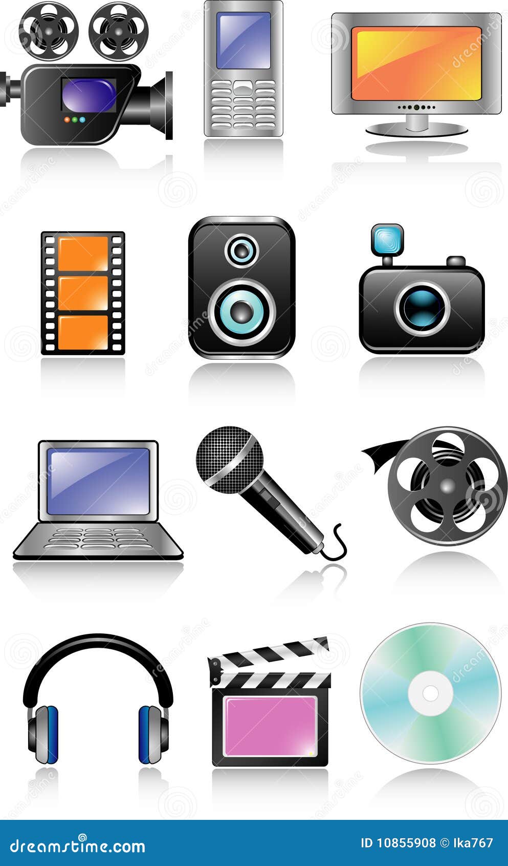 Multimedia icon set stock vector. Illustration of photograph - 10855908
