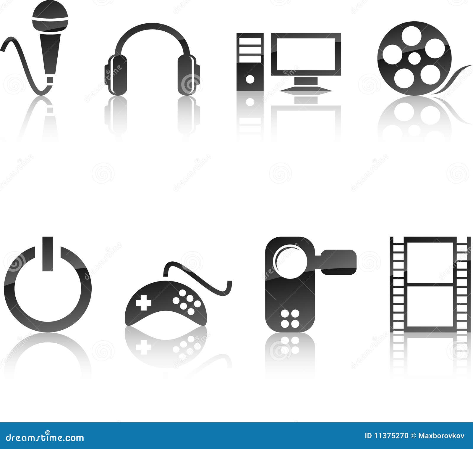 Multimedia icon set. stock vector. Illustration of video - 11375270