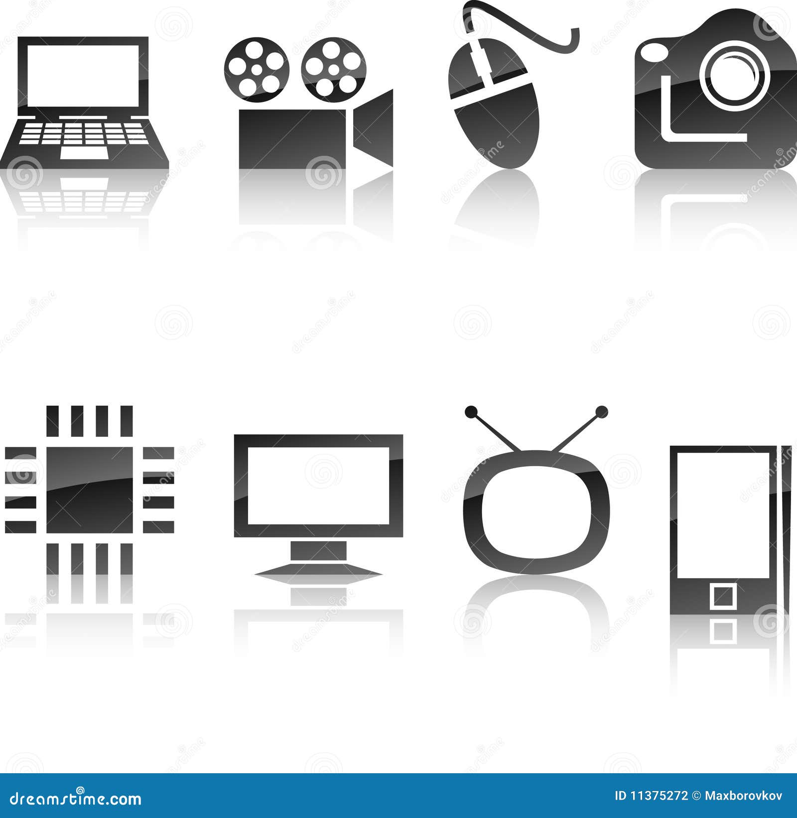 Multimedia icon set. stock vector. Illustration of black - 11375272