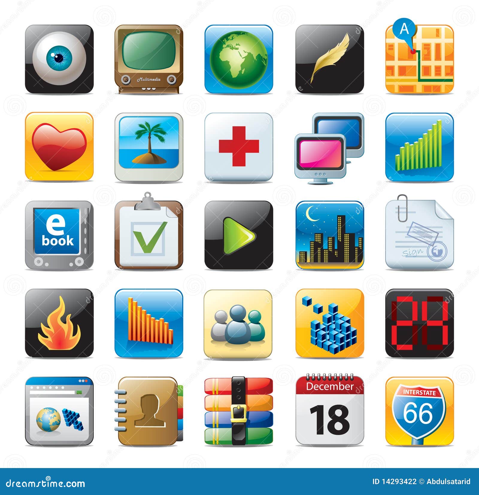 Multimedia icon set stock vector. Illustration of earth - 14293422