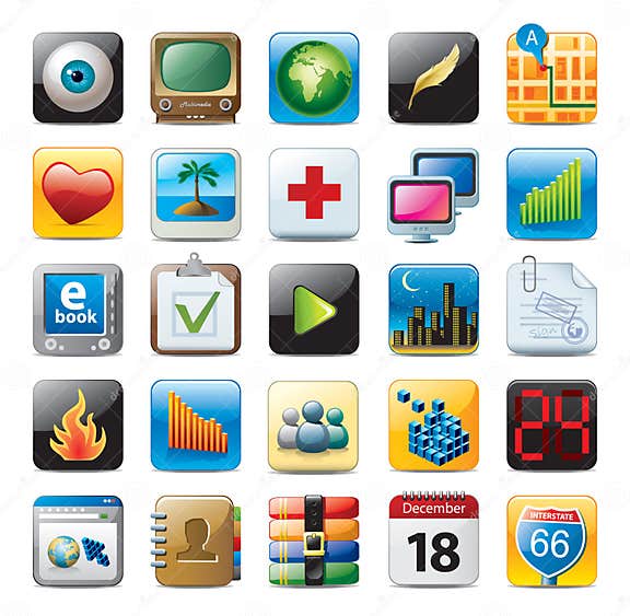 Multimedia icon set stock vector. Illustration of earth - 14293422