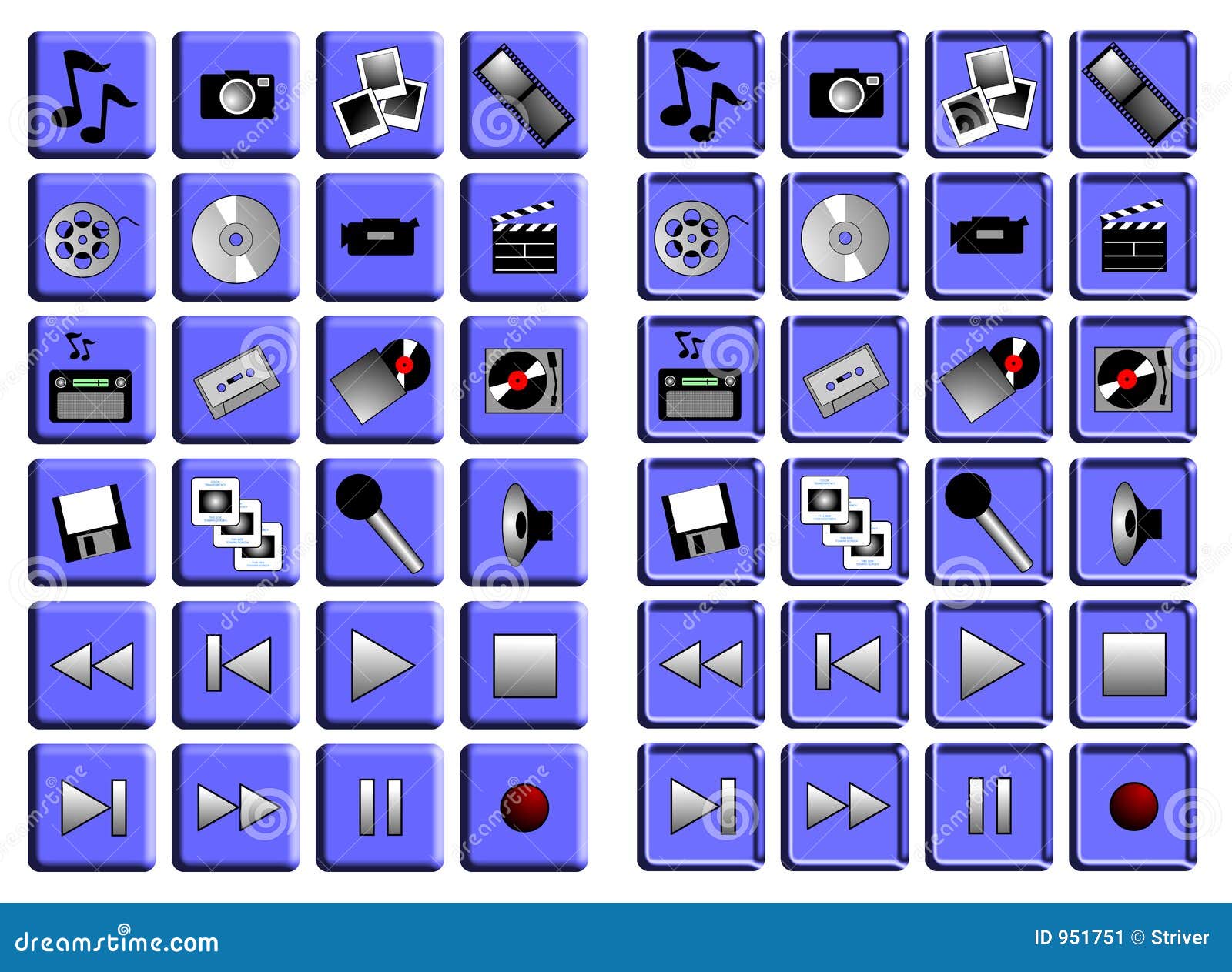 Multimedia Icon Set stock vector. Illustration of radio - 951751