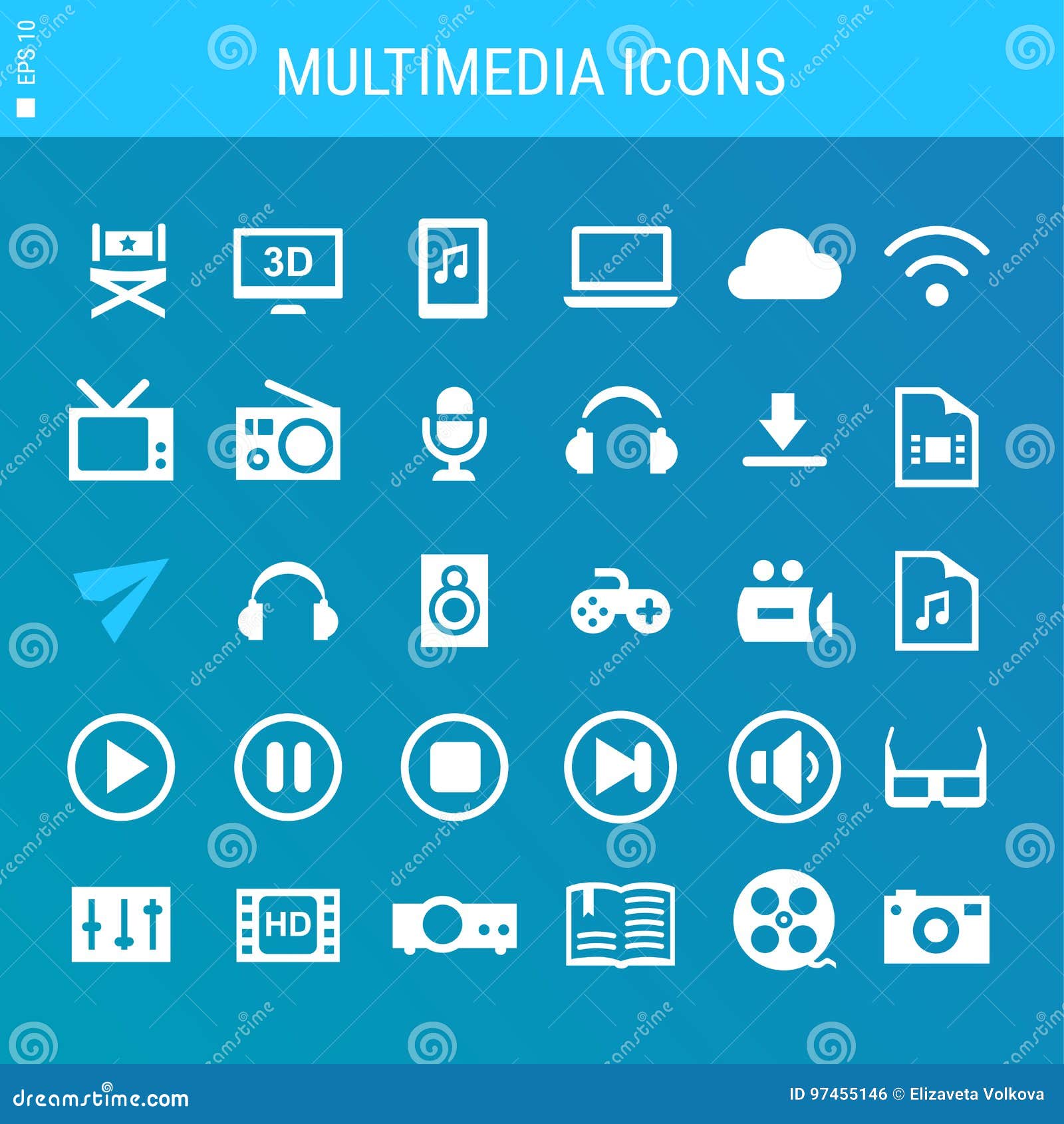Multimedia icon set stock vector. Illustration of frequency - 97455146