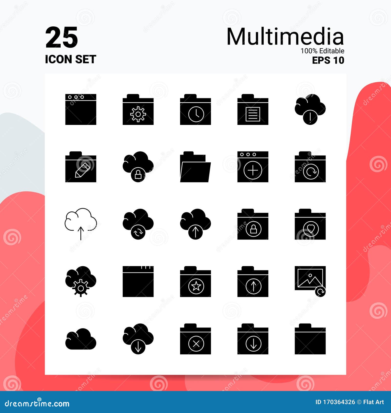 25 Multimedia Icon Set. 100 Editable EPS 10 Files Stock Vector ...