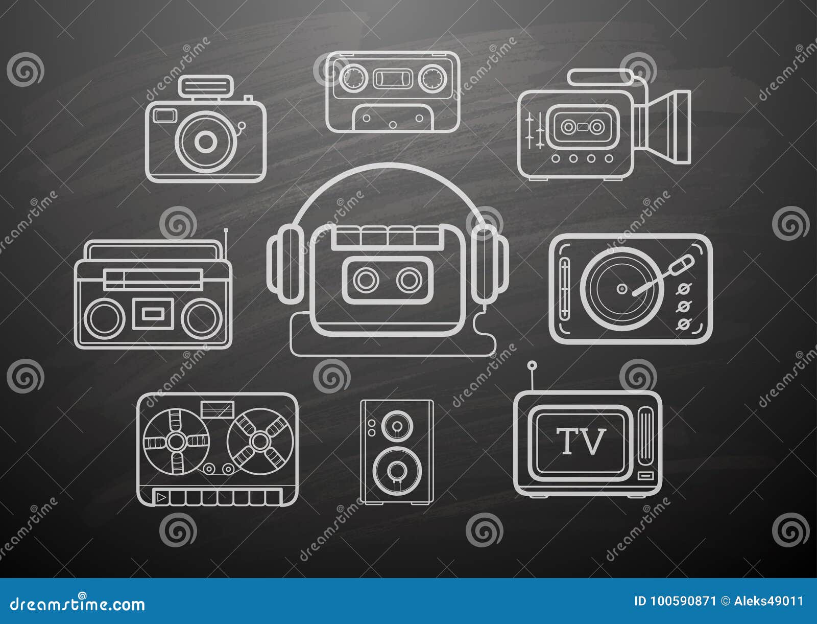 Multimedia icon set stock vector. Illustration of entertainment - 100590871