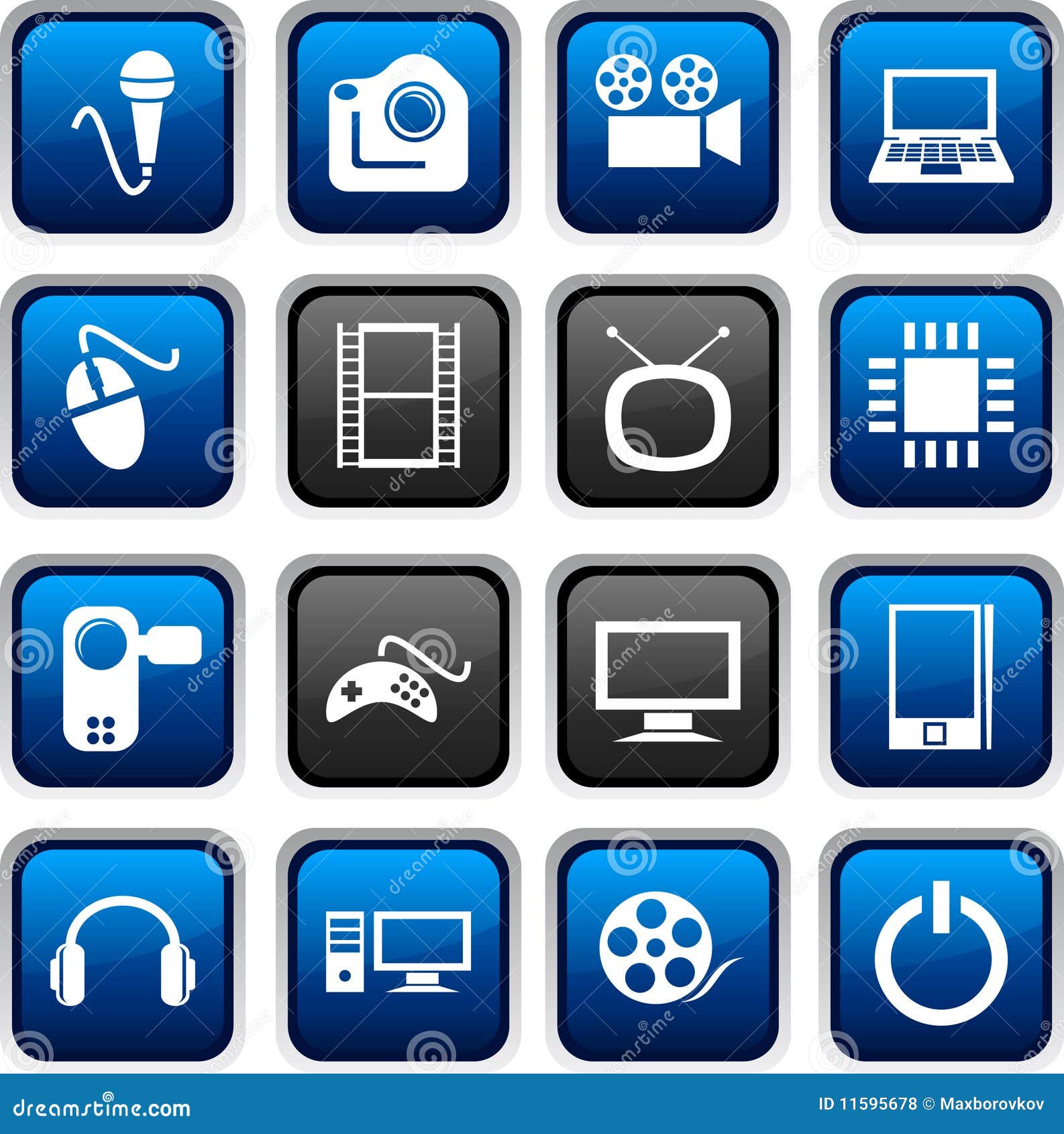 Multimedia icons. stock vector. Illustration of processor - 11595678