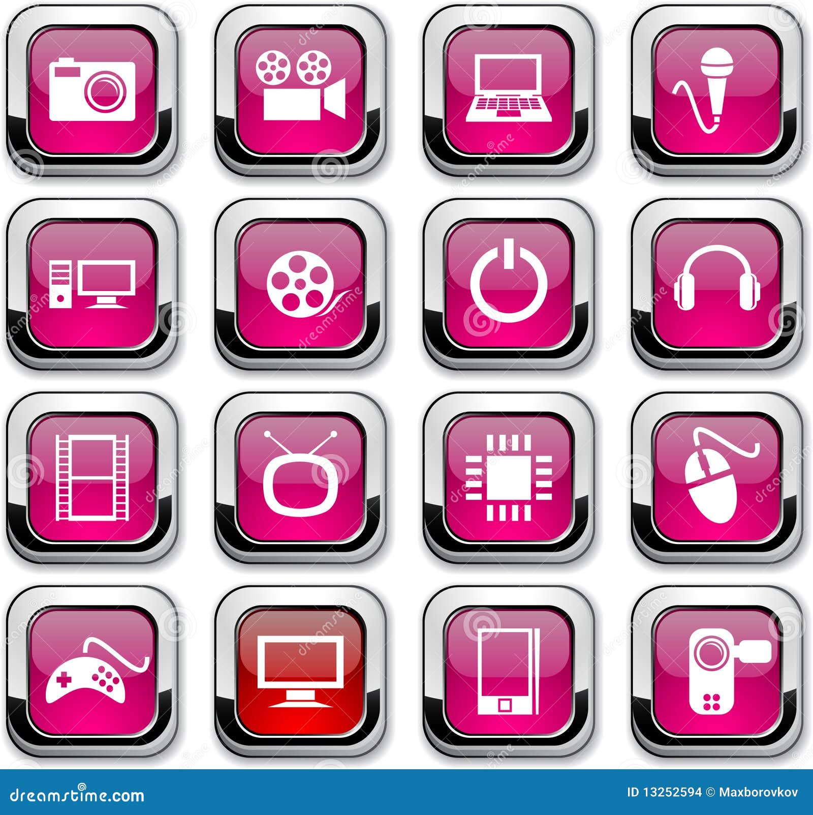 Multimedia icons. stock vector. Illustration of collection - 13252594