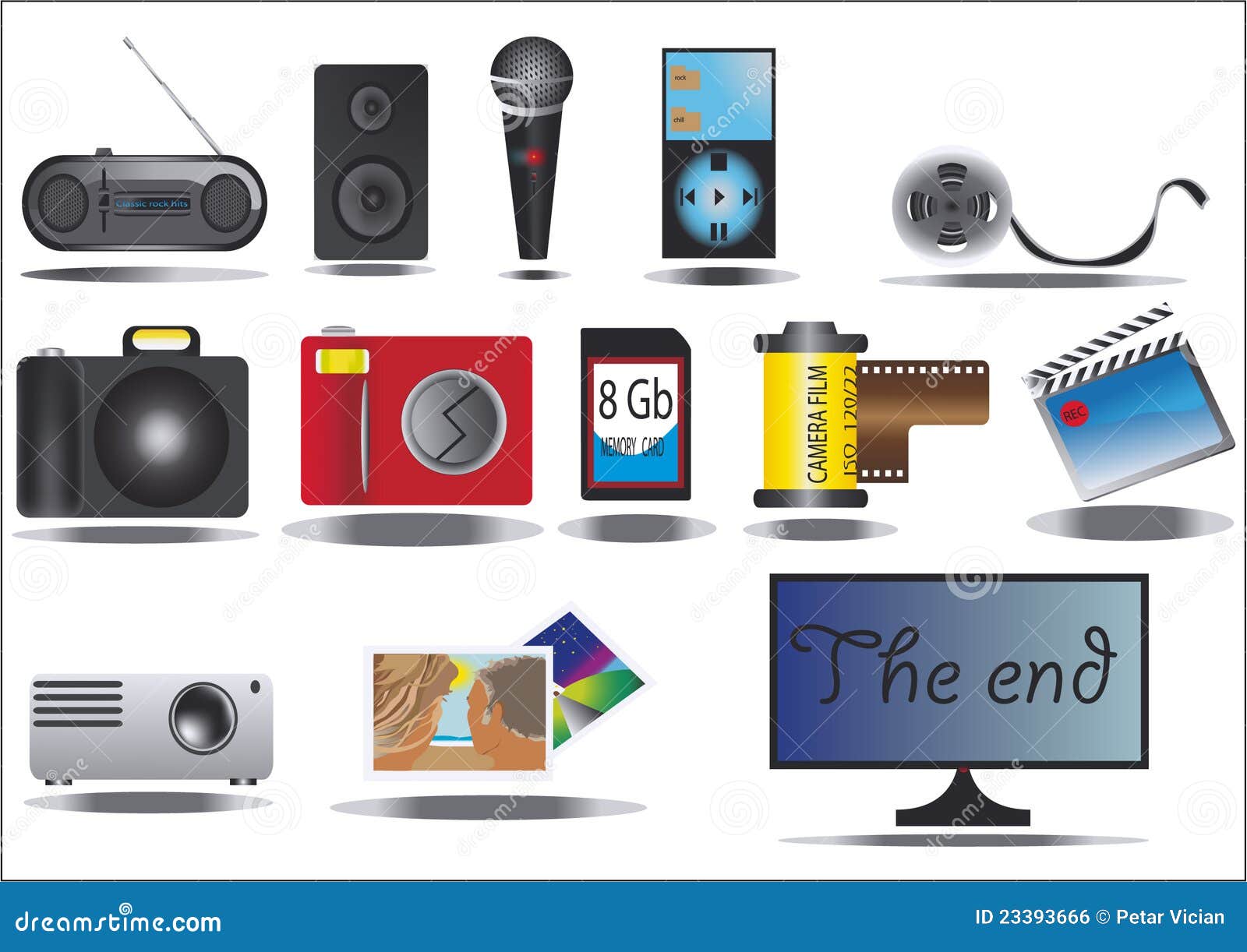 Multimedia icons stock vector. Illustration of loudspeaker - 23393666