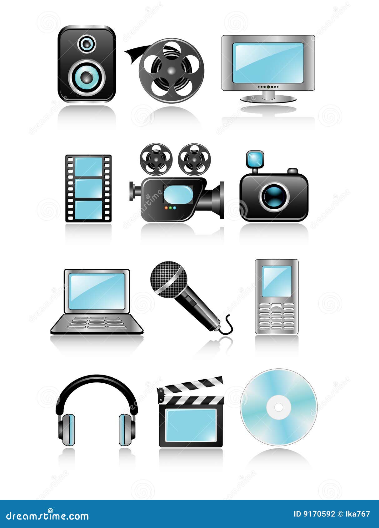 Multimedia icons stock vector. Illustration of photograph - 9170592