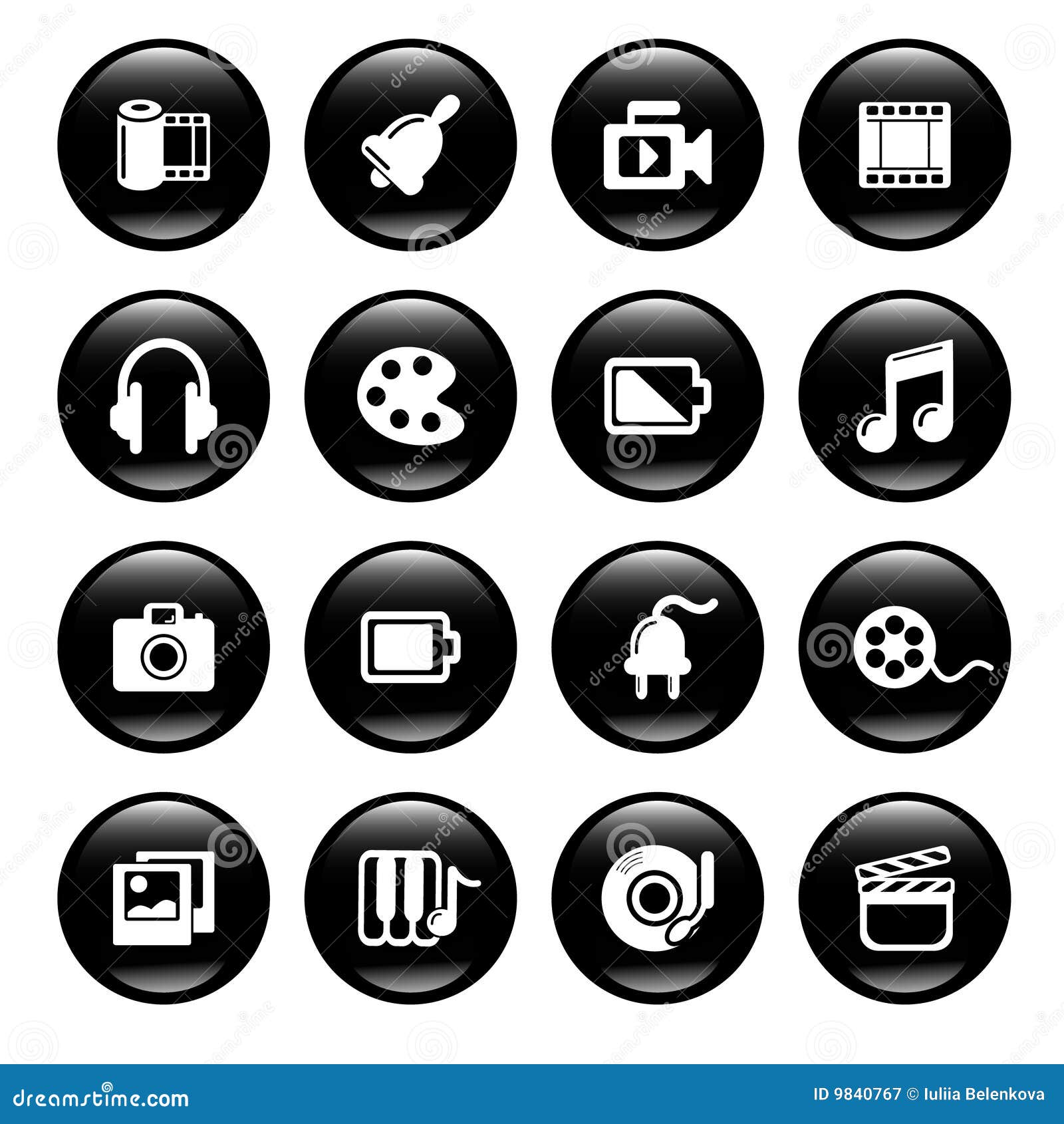 Multimedia icons stock vector. Illustration of sign, telephone - 9840767