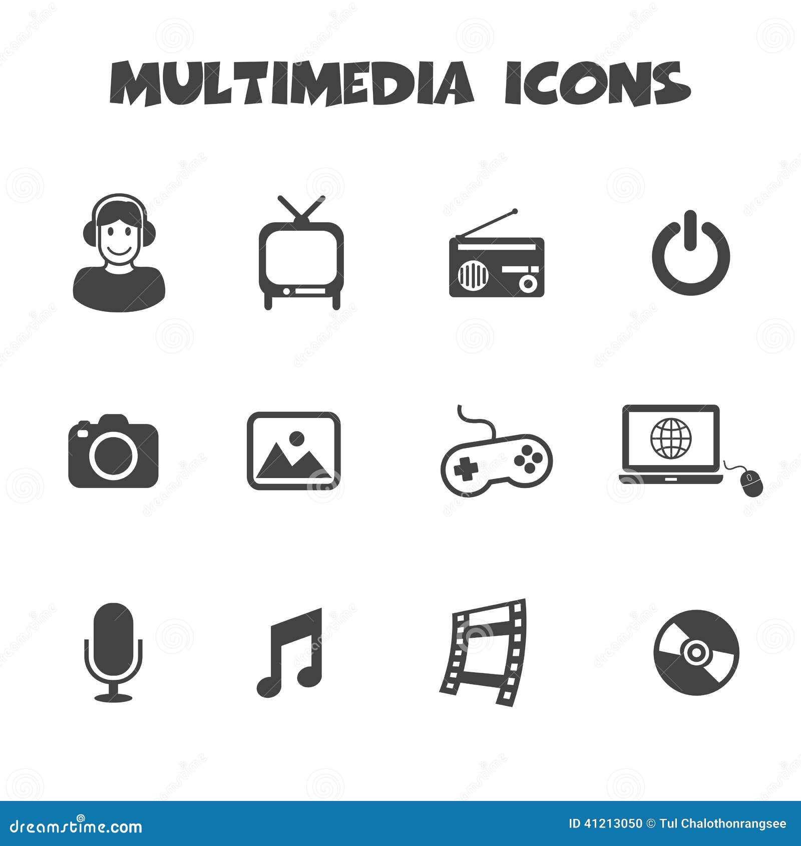 Multimedia icons stock vector. Illustration of business - 41213050