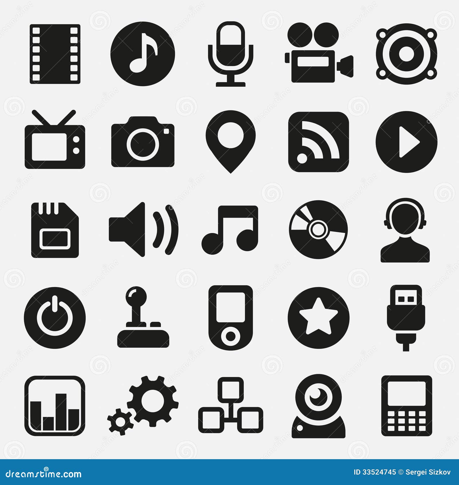 Multimedia Icons, Functional And Indicating Icons For Digital Devices ...