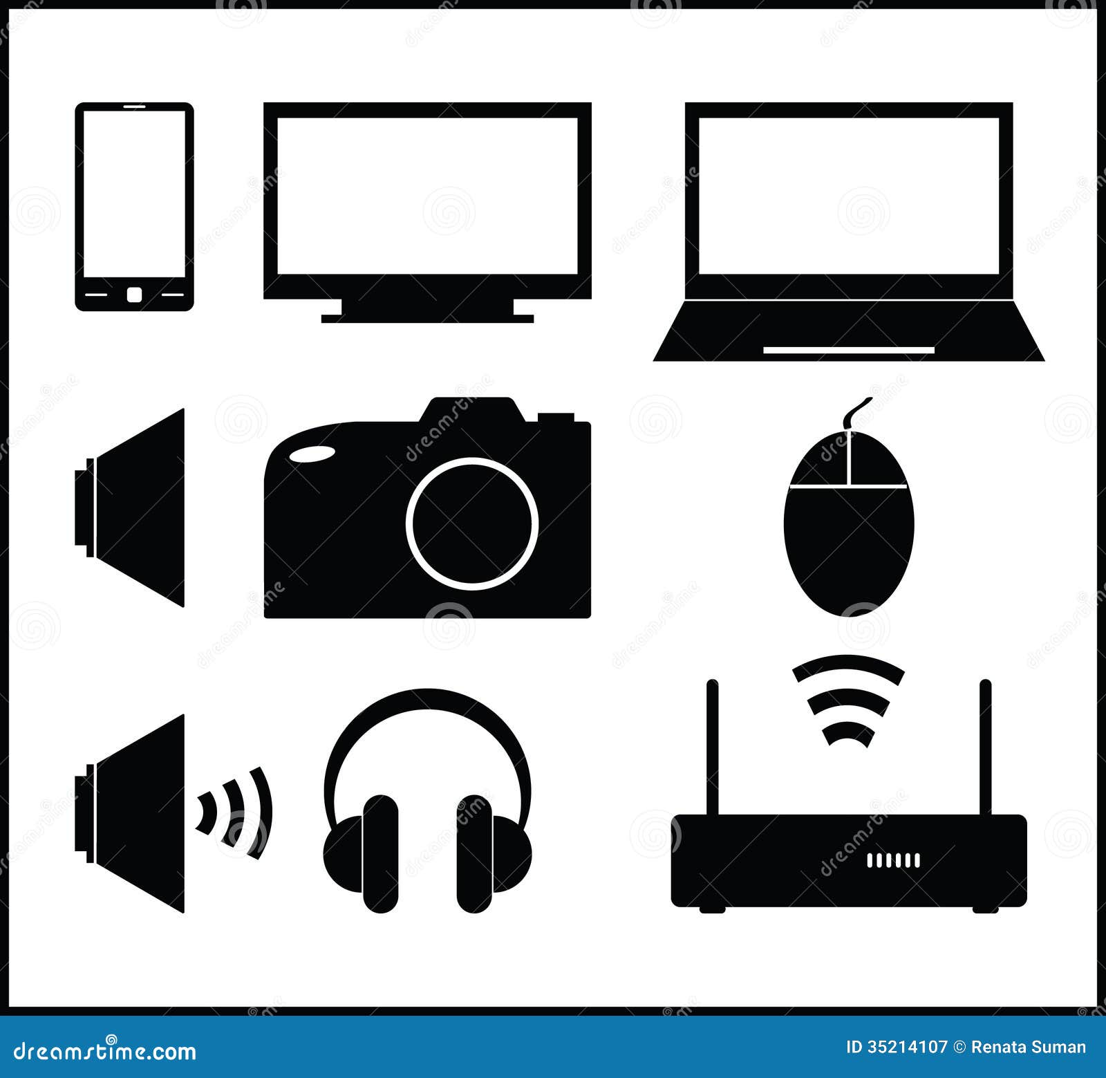 Multimedia icons stock vector. Illustration of letter - 35214107