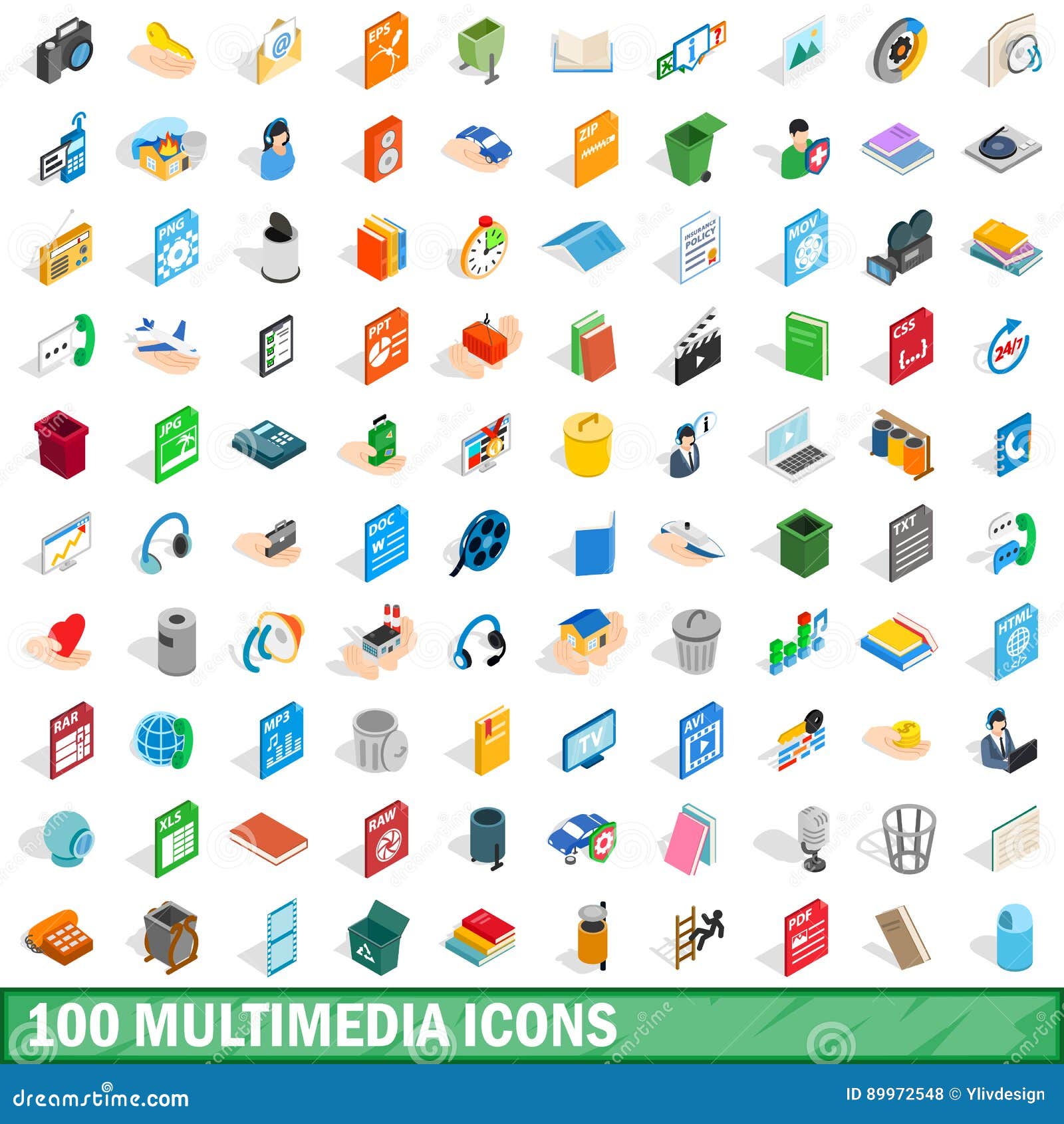 100 Multimedia Icons Set, Isometric 3d Style Stock Vector ...