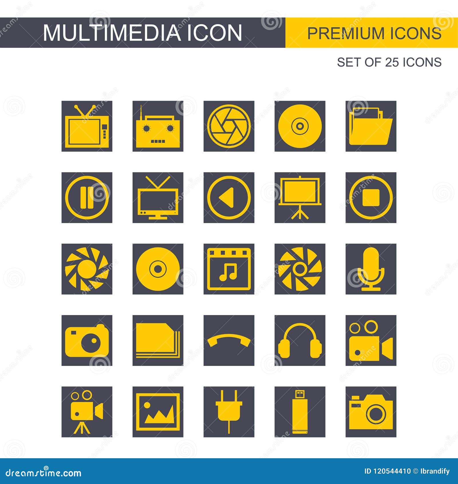 Multimedia Icons Set Vector Stock Vector - Illustration of vector ...