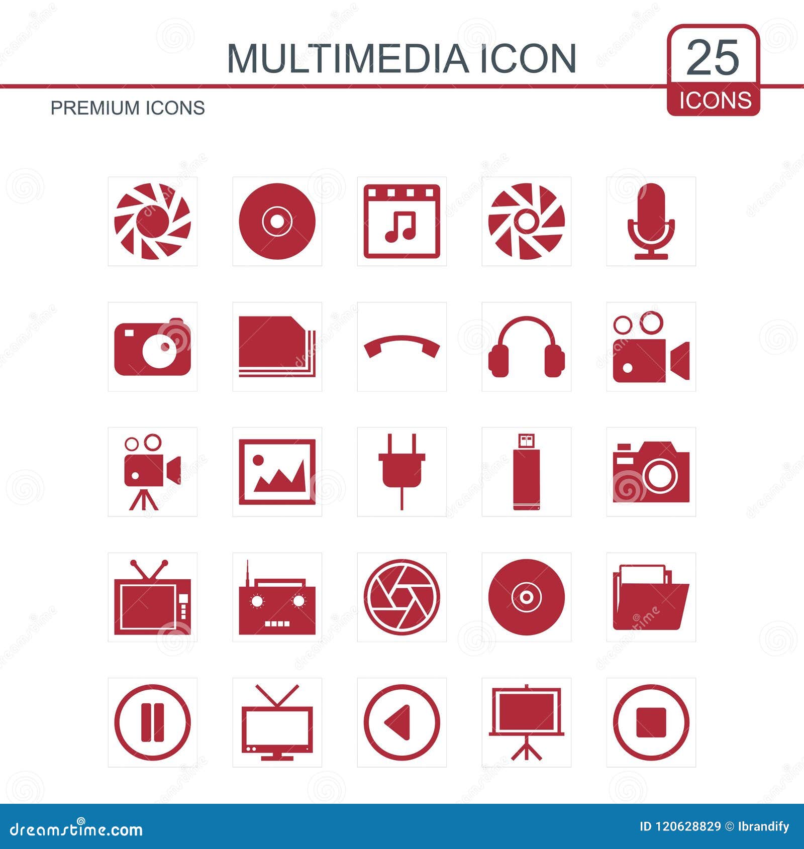 Multimedia Icons Set Vector Stock Vector - Illustration of icon, symbol ...
