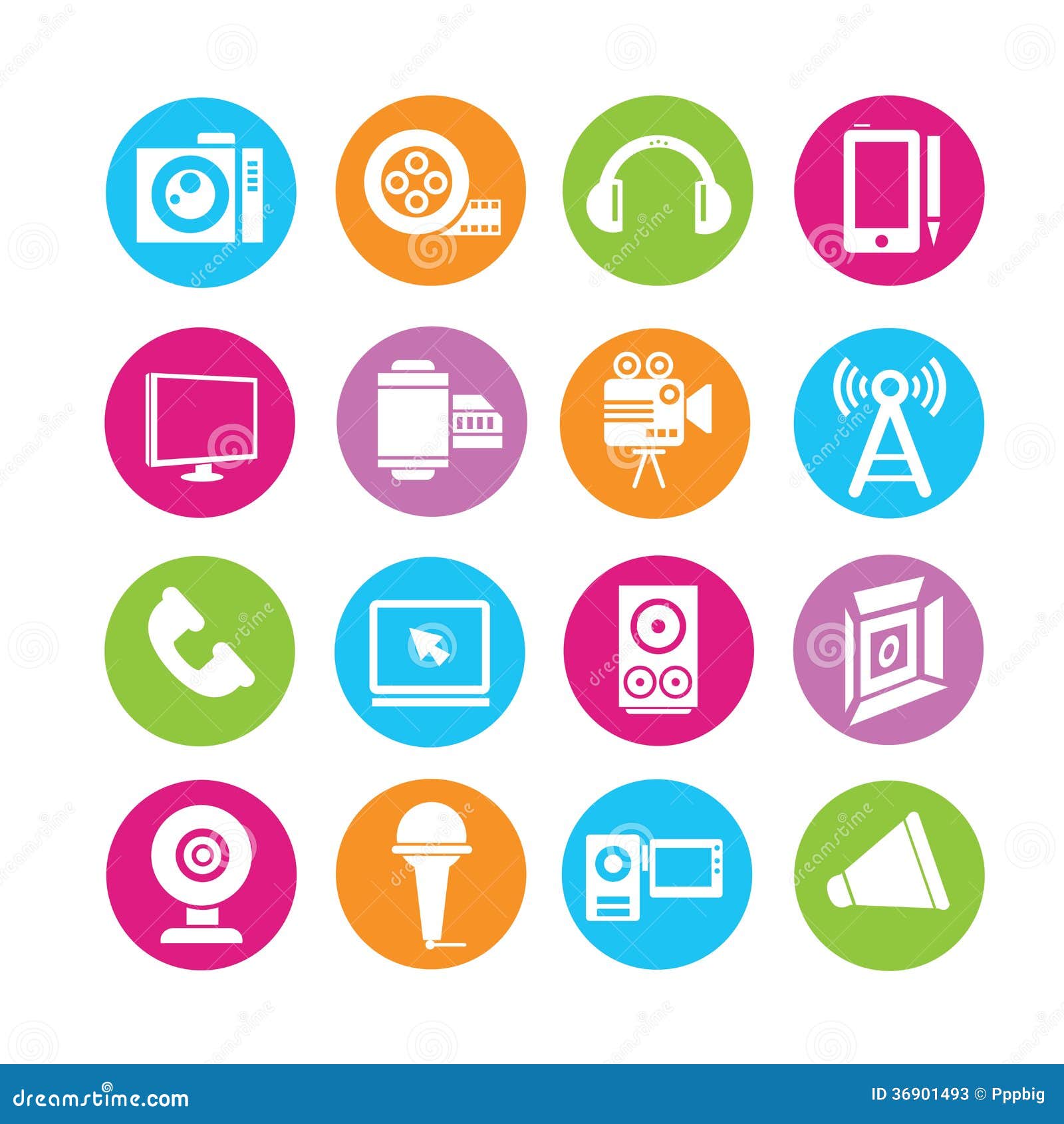 Multimedia icons stock illustration. Illustration of computer - 36901493