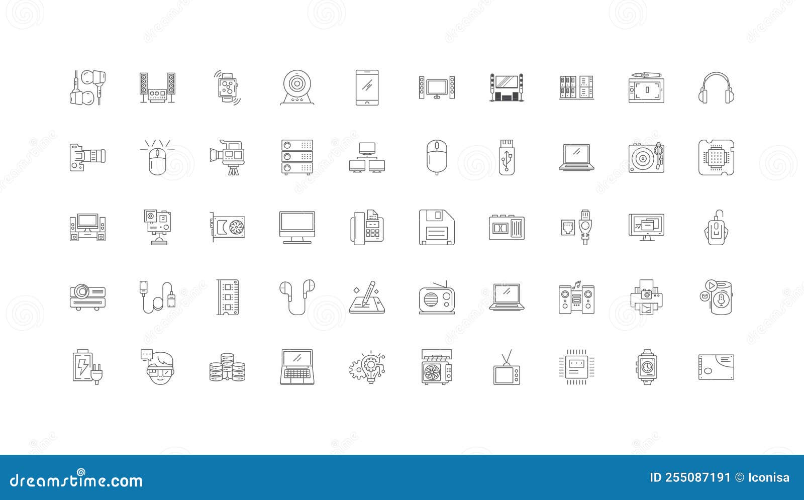 Multimedia Ideas, Linear Icons, Line Signs Set, Vector Collection Stock Vector - Illustration of ...