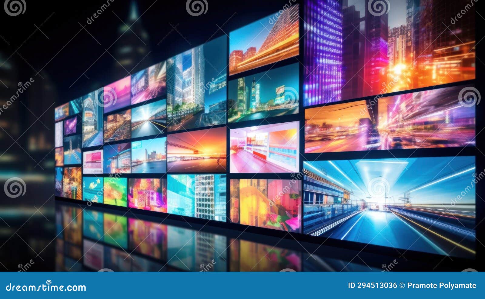 Multimedia Images on Different Television Screens Stock Illustration ...