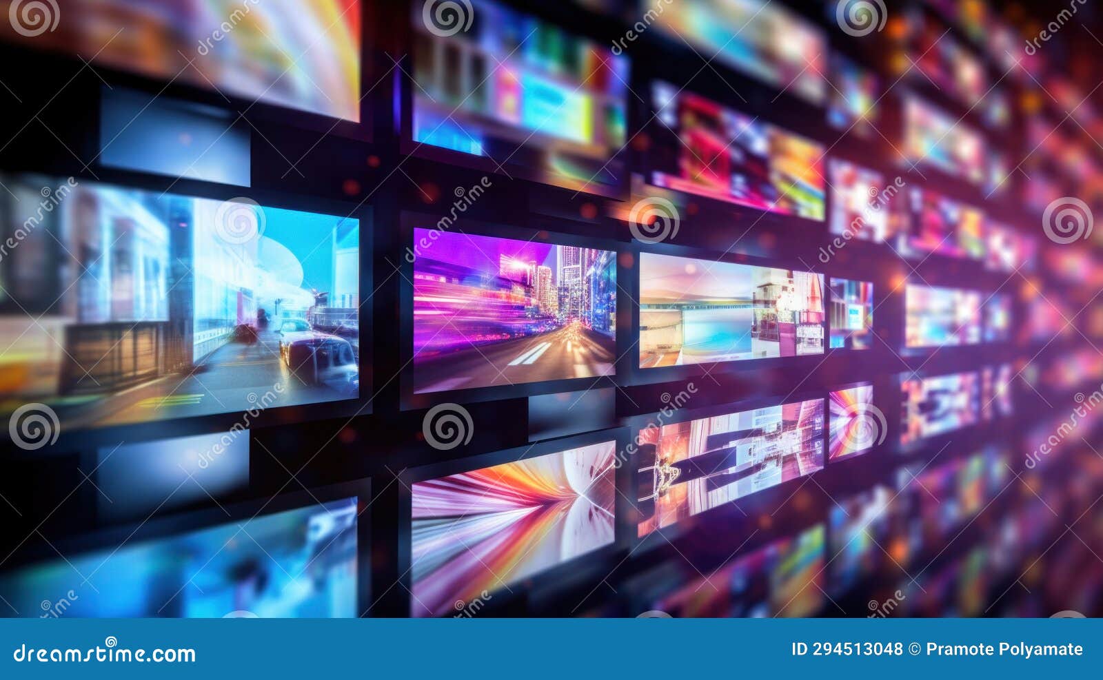 Multimedia Images on Different Television Screens Stock Illustration ...
