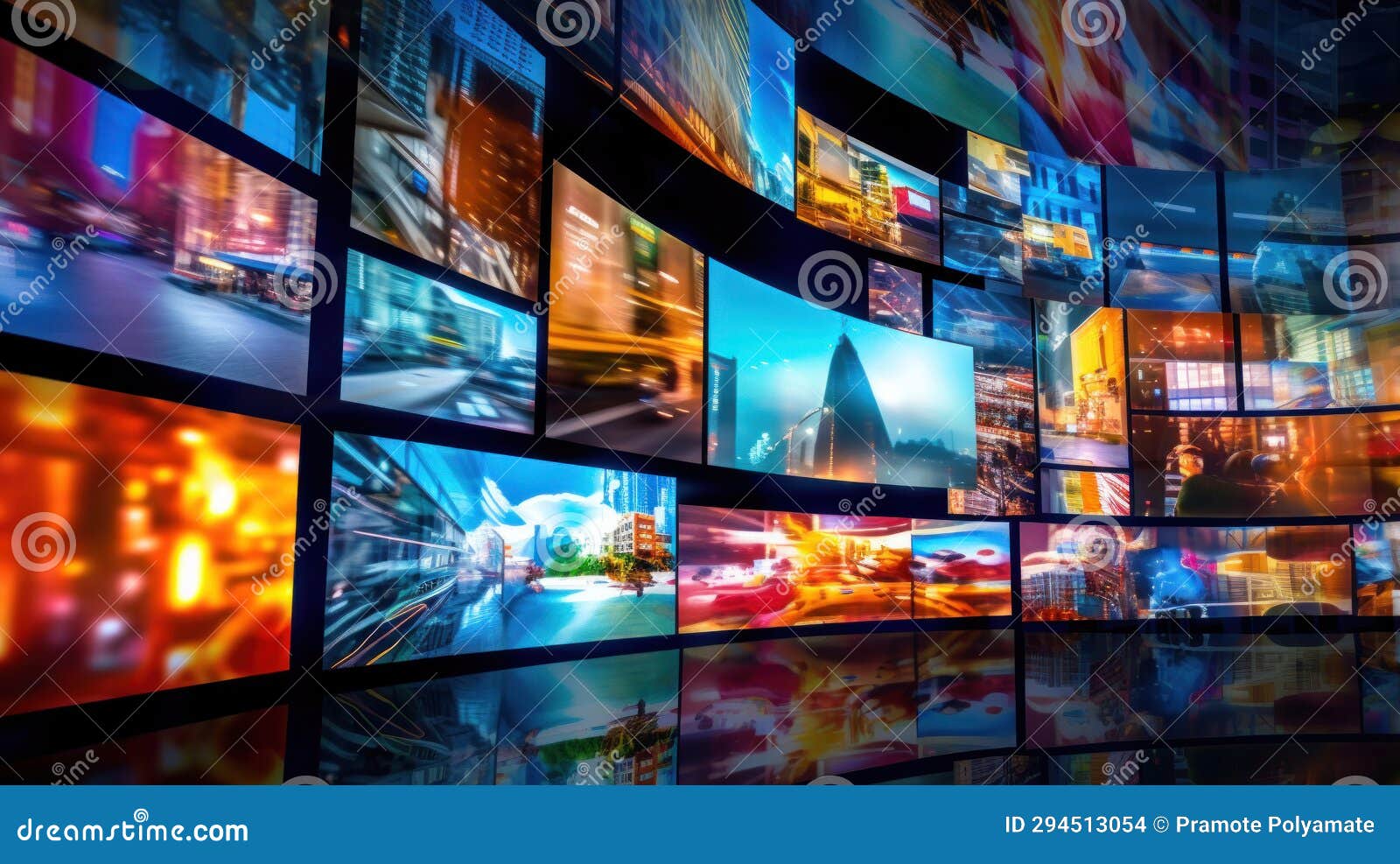 Multimedia Images on Different Television Screens Stock Illustration ...