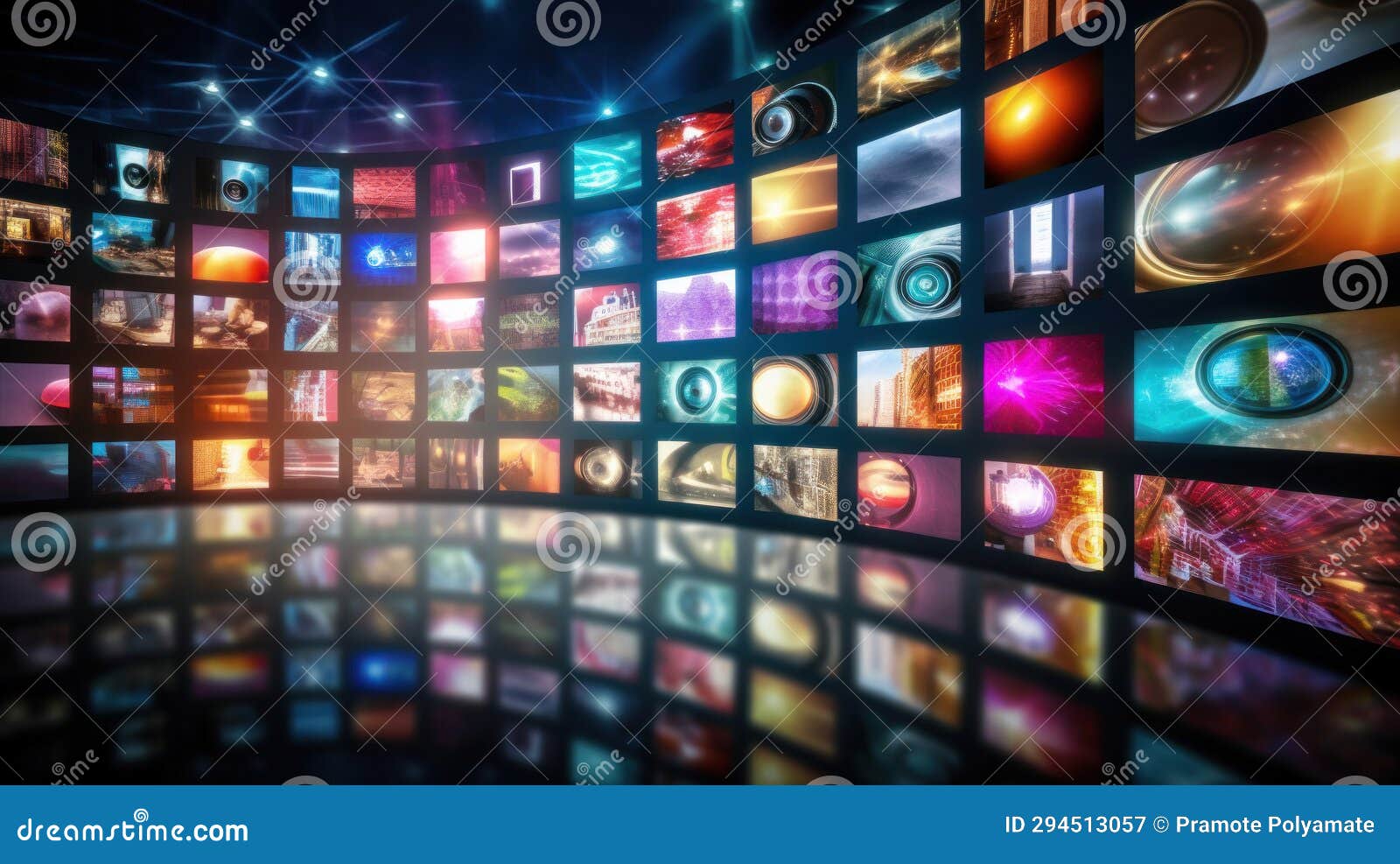 Multimedia Images on Different Television Screens Stock Illustration ...