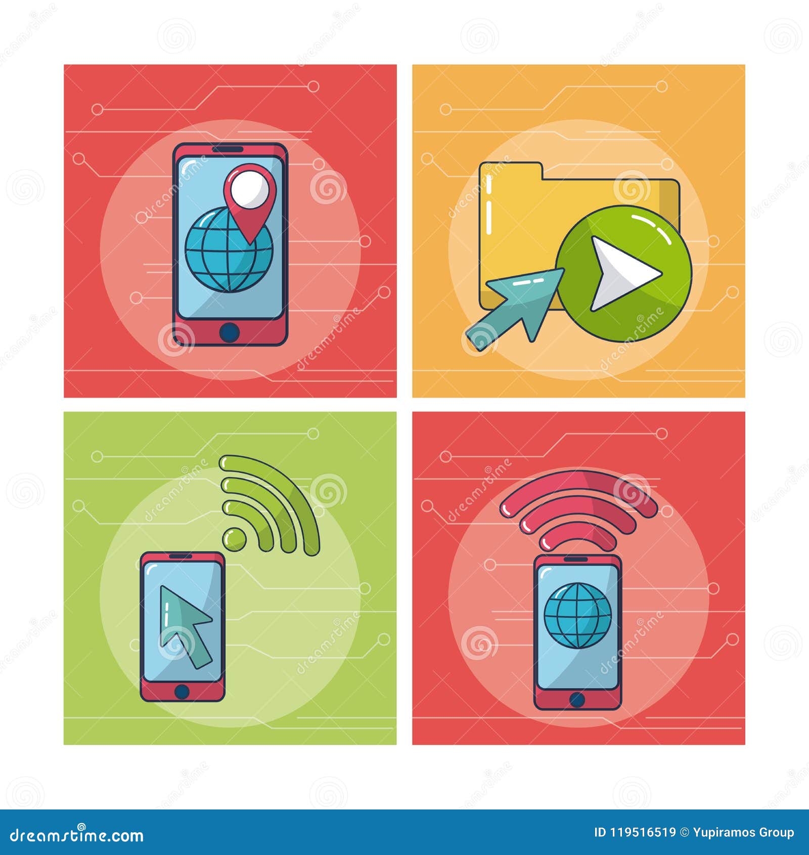 Multimedia and internet stock vector. Illustration of device - 119516519