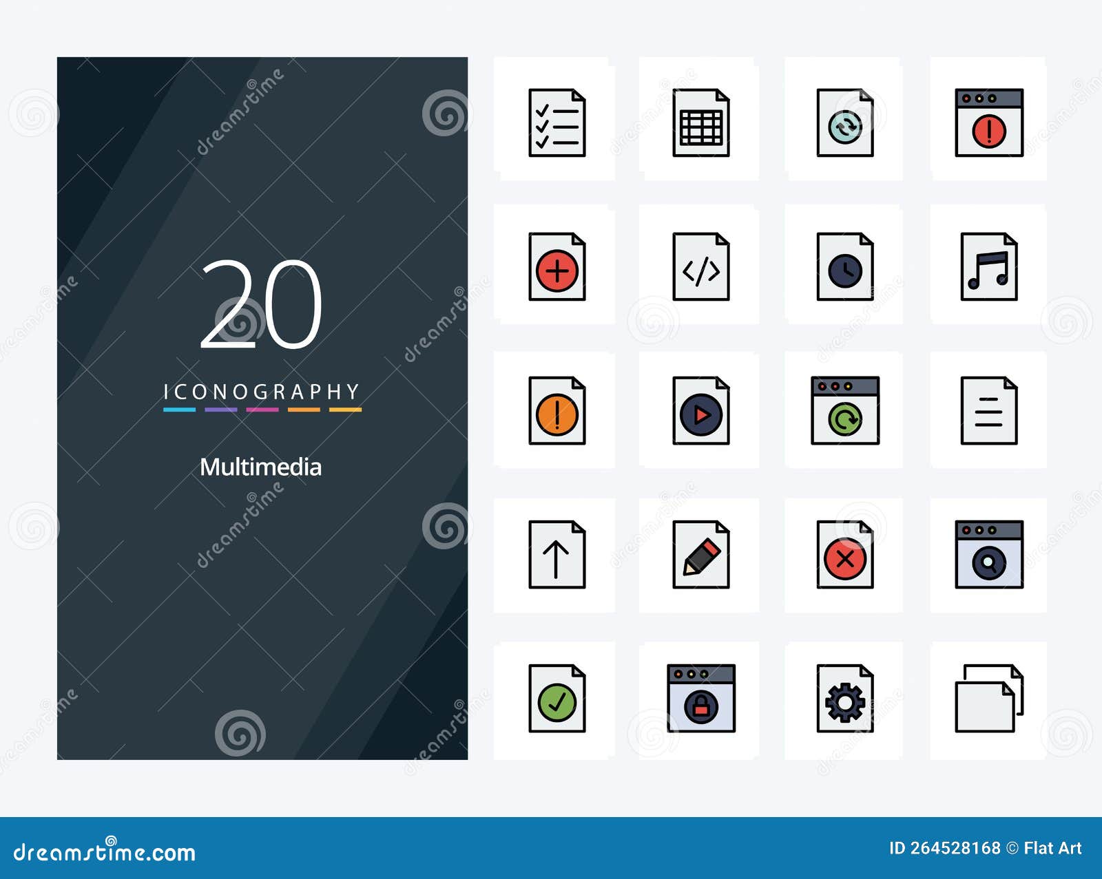 20 Multimedia Line Filled Icon for Presentation Stock Vector ...