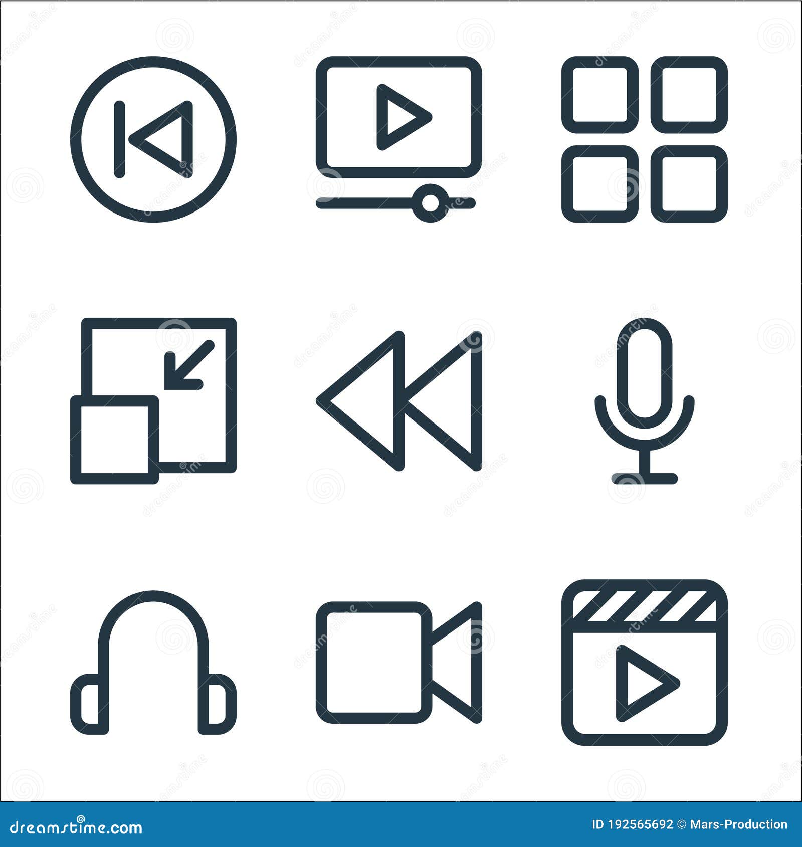 Multimedia Line Icons. Linear Set Stock Vector - Illustration of line ...