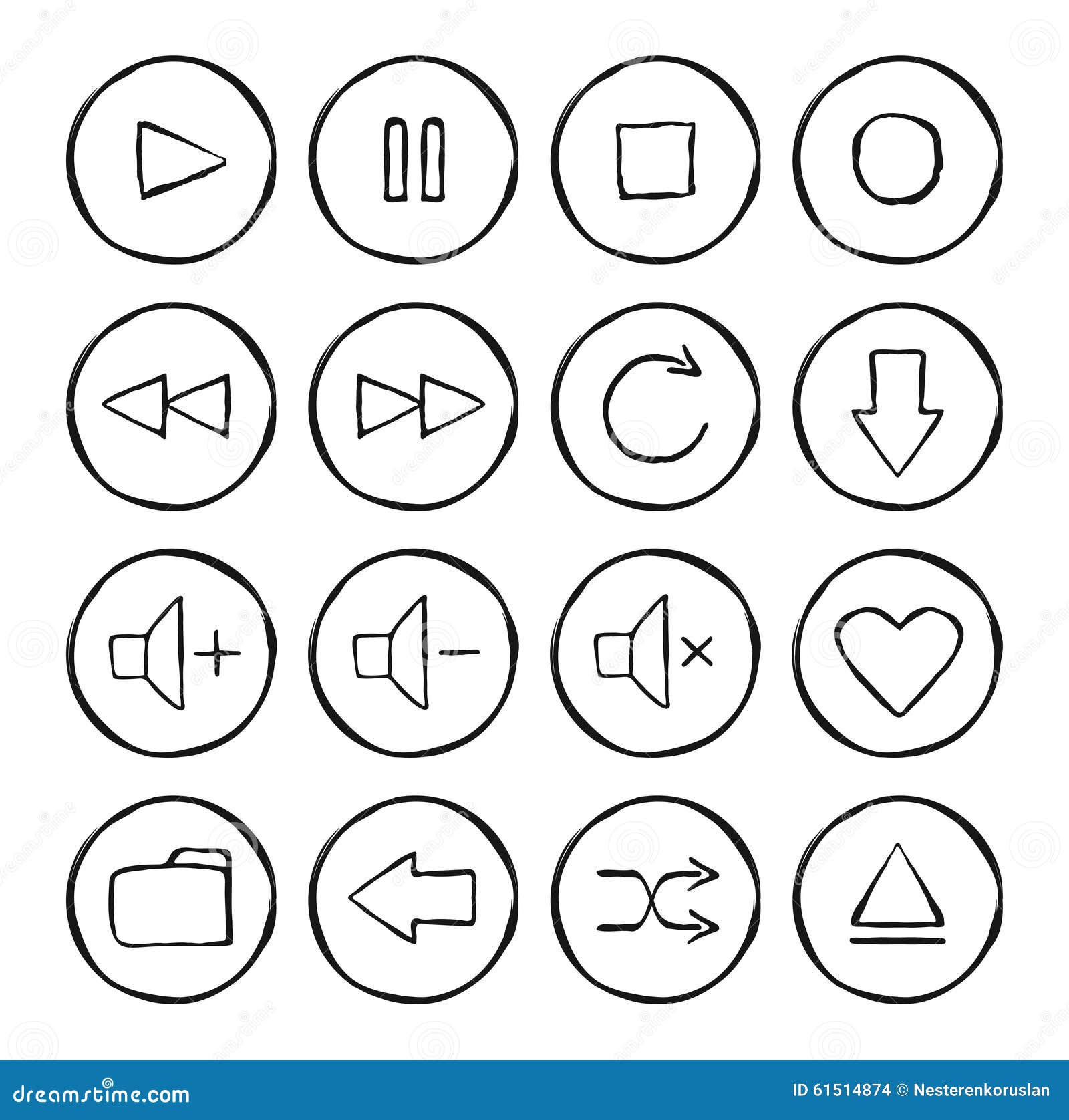 Multimedia Linear Icons Set Stock Vector - Illustration of equalizer ...