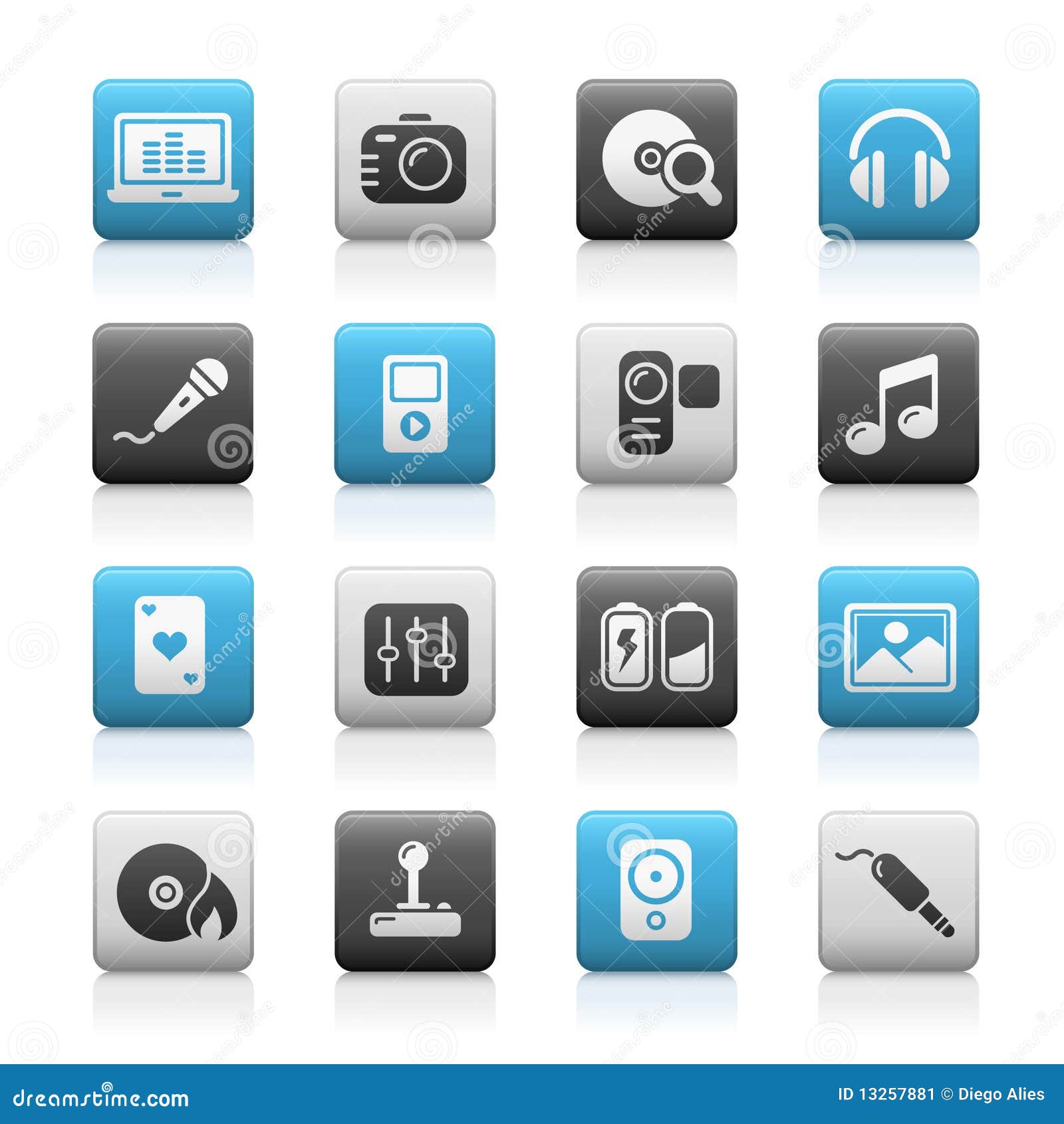 Multimedia // Matte Icons Series Stock Vector - Illustration of buttons ...