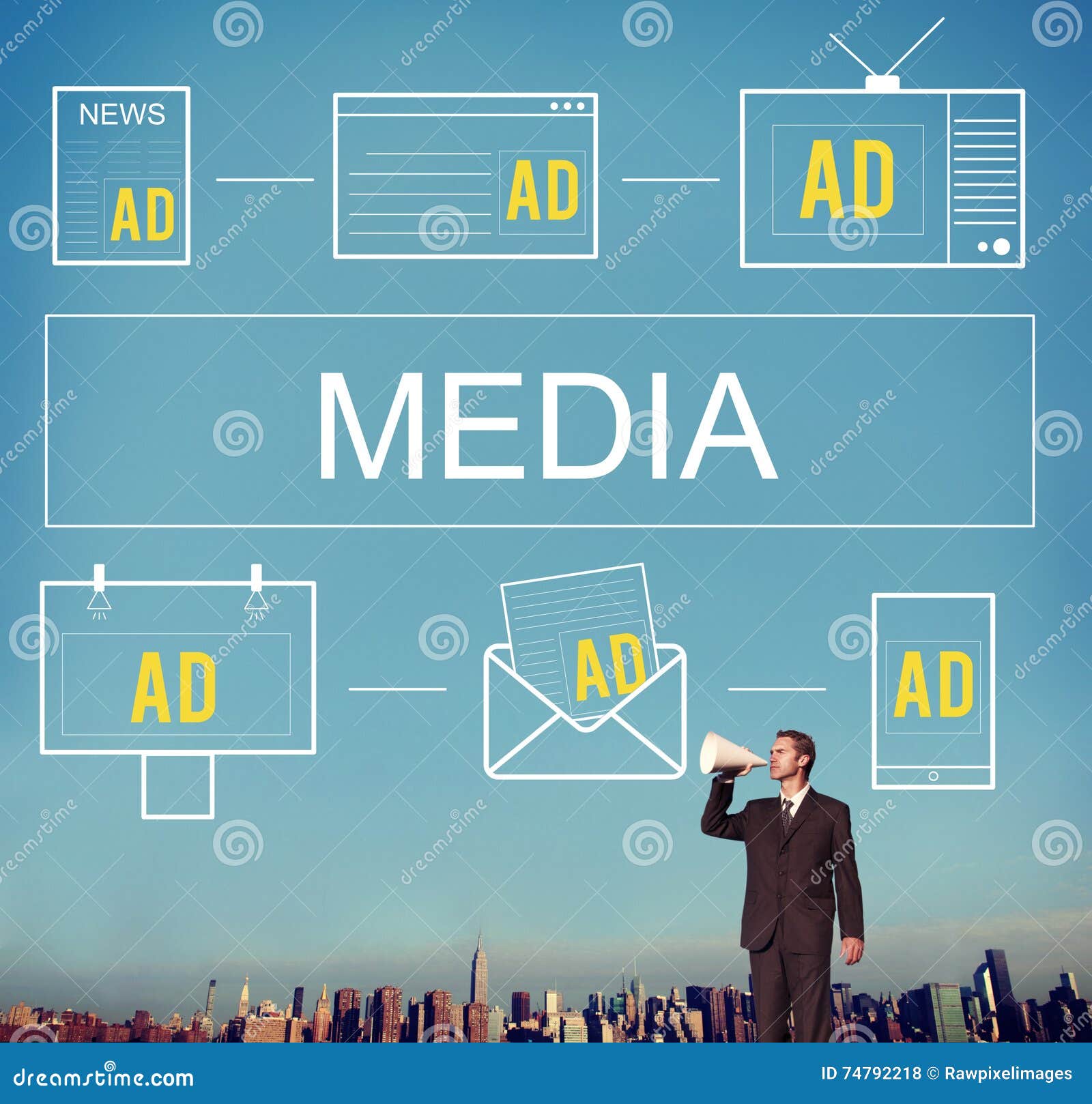 Multimedia Media Entertainment Communication Connection Concept Stock ...