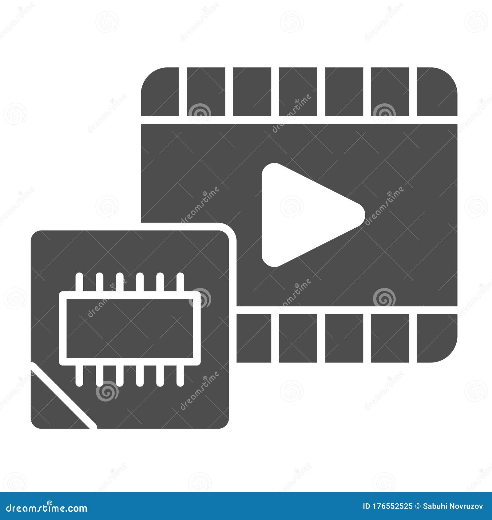 Multimedia Microchip Solid Icon. Video Player and Chip, Hardware ...