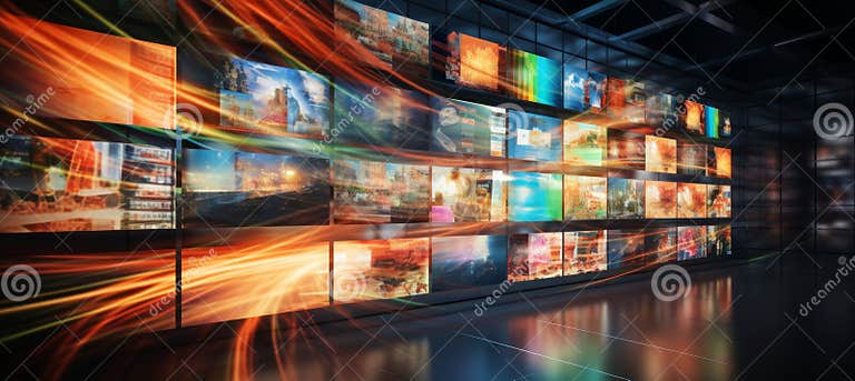 Multimedia Network Background Featuring Web Streaming and Tv Video ...